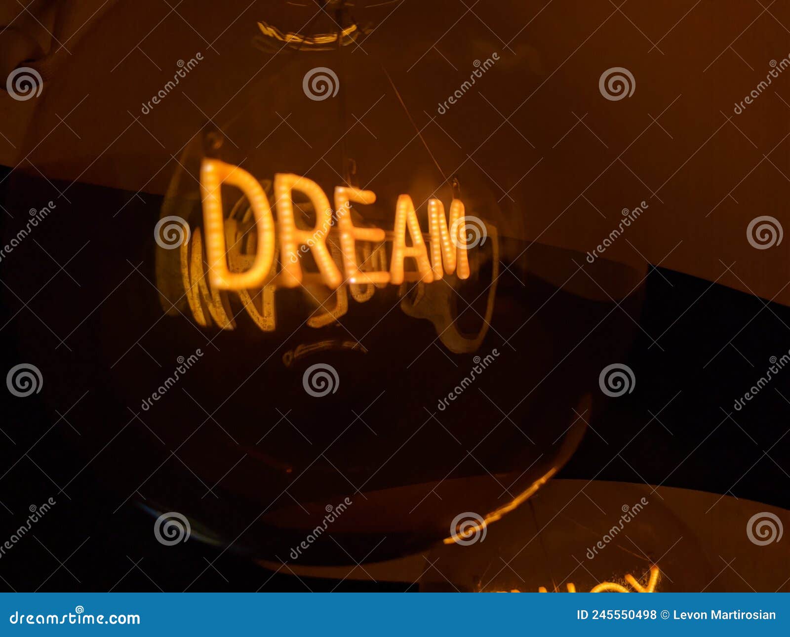 LED Sign Dream. Inscription Dream Inside the Lamp. Stock Photo - Image ...