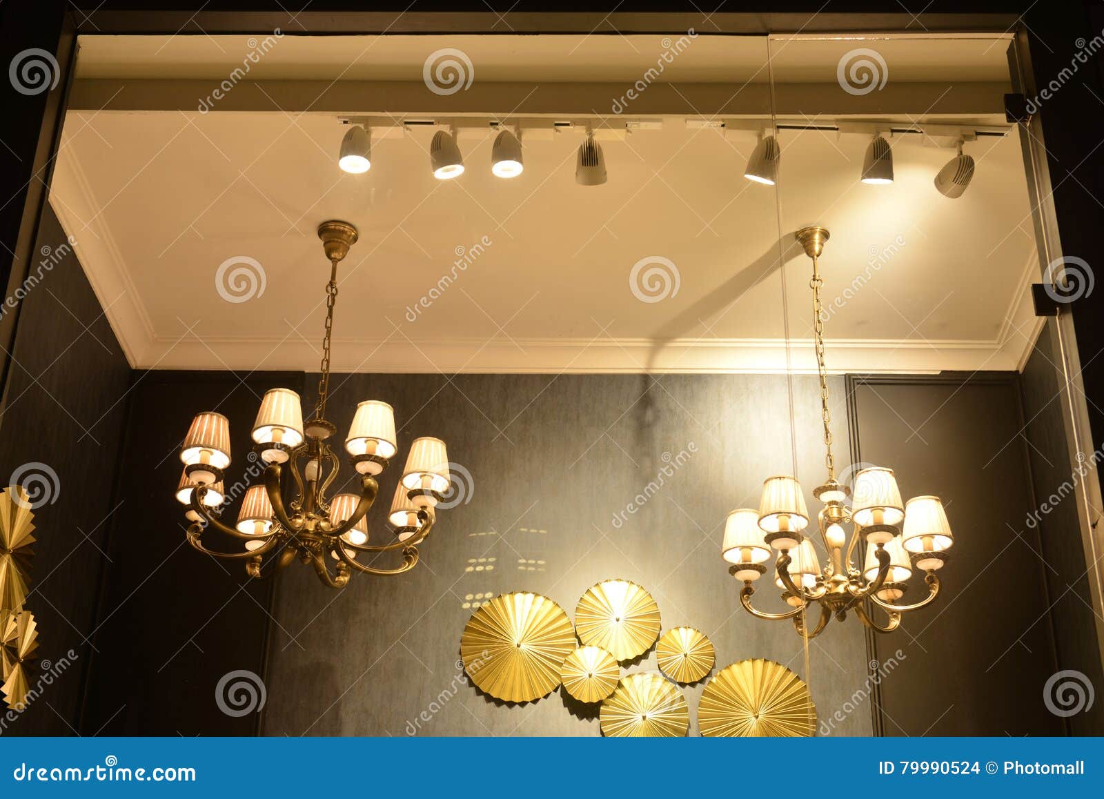 Led Spot Light Used in Showcase Stock Photo - Image of desk, curtain ...