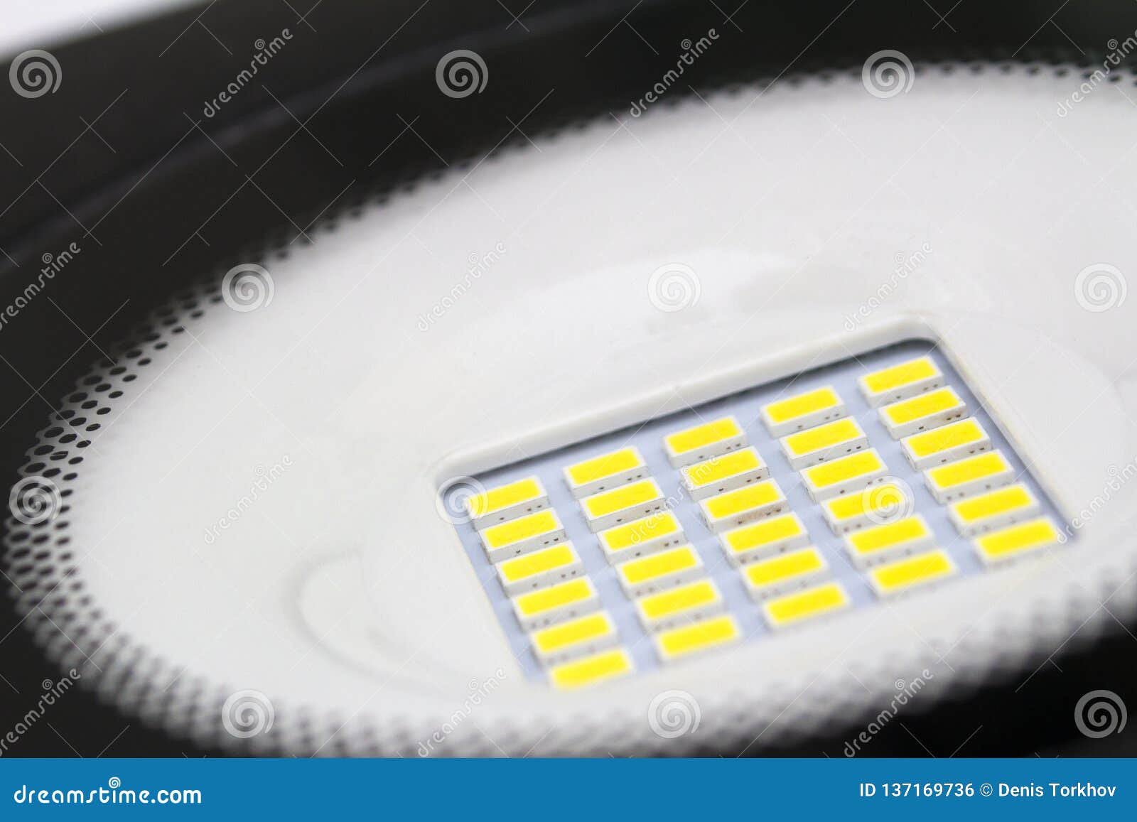 Led Spotlight Close-up, Front and Back Background Blurred Stock Photo ...