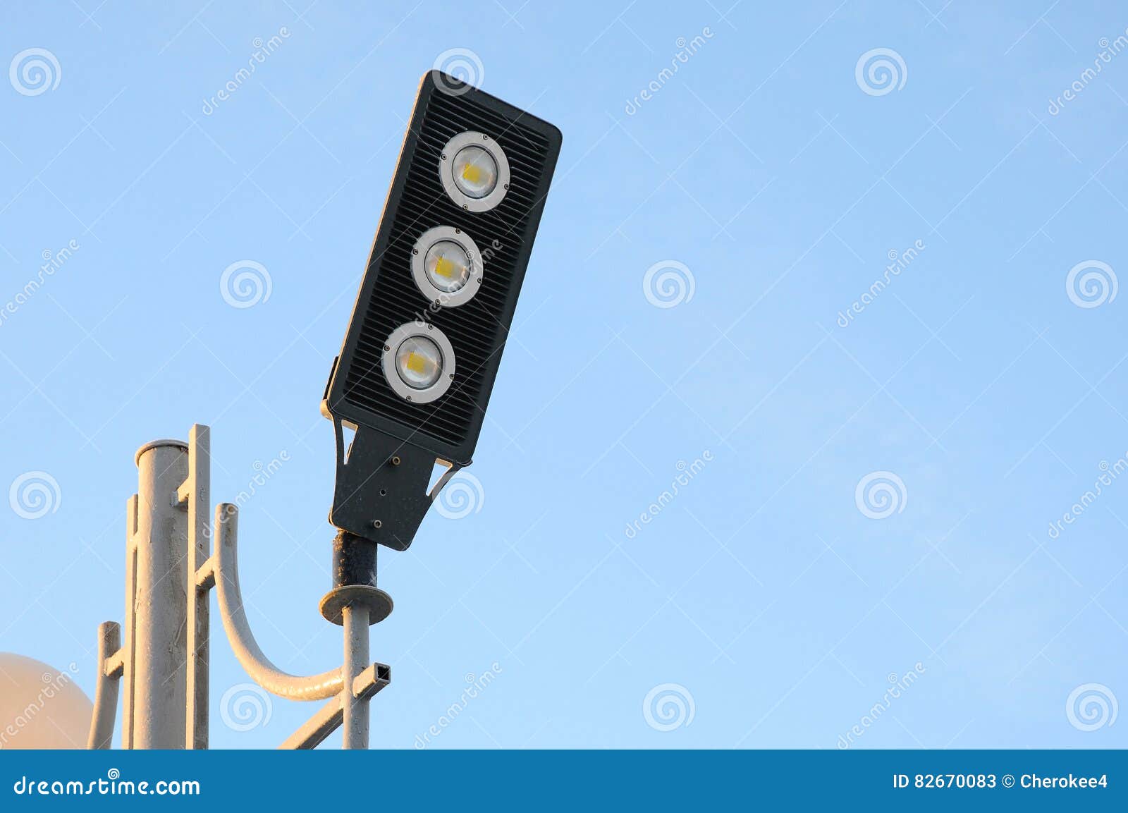 LED Spotlight. Lamp Post Closeup Stock Image - Image of white ...