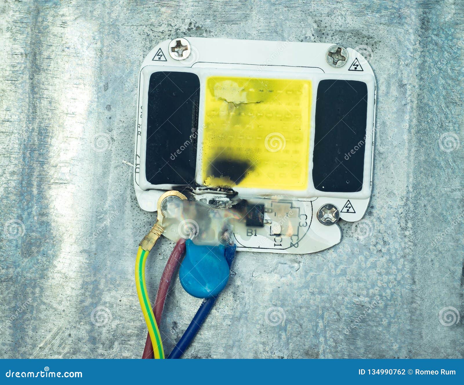 Power of the Electronic Board for High Power LEDs and Burnt LED Stock ...