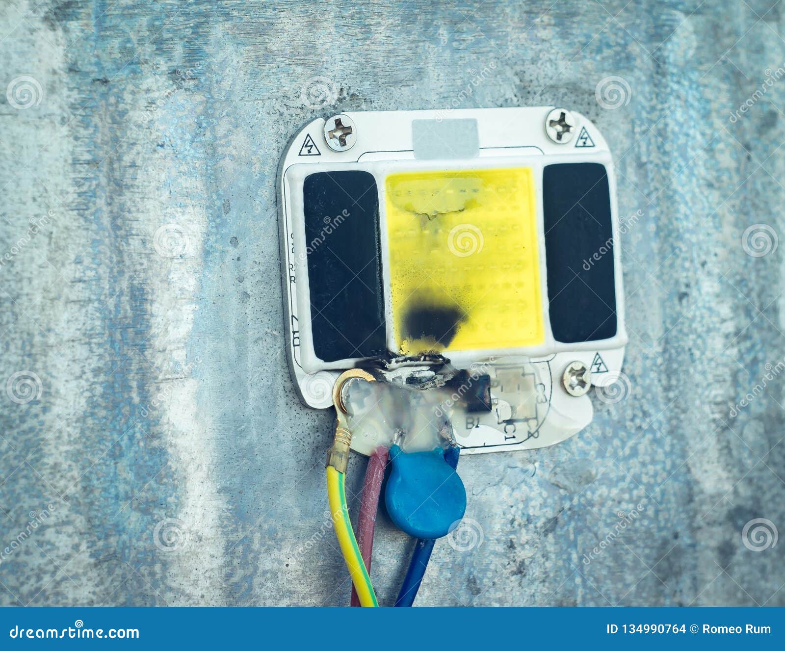 Power of the Electronic Board for High Power LEDs and Burnt LED Stock ...