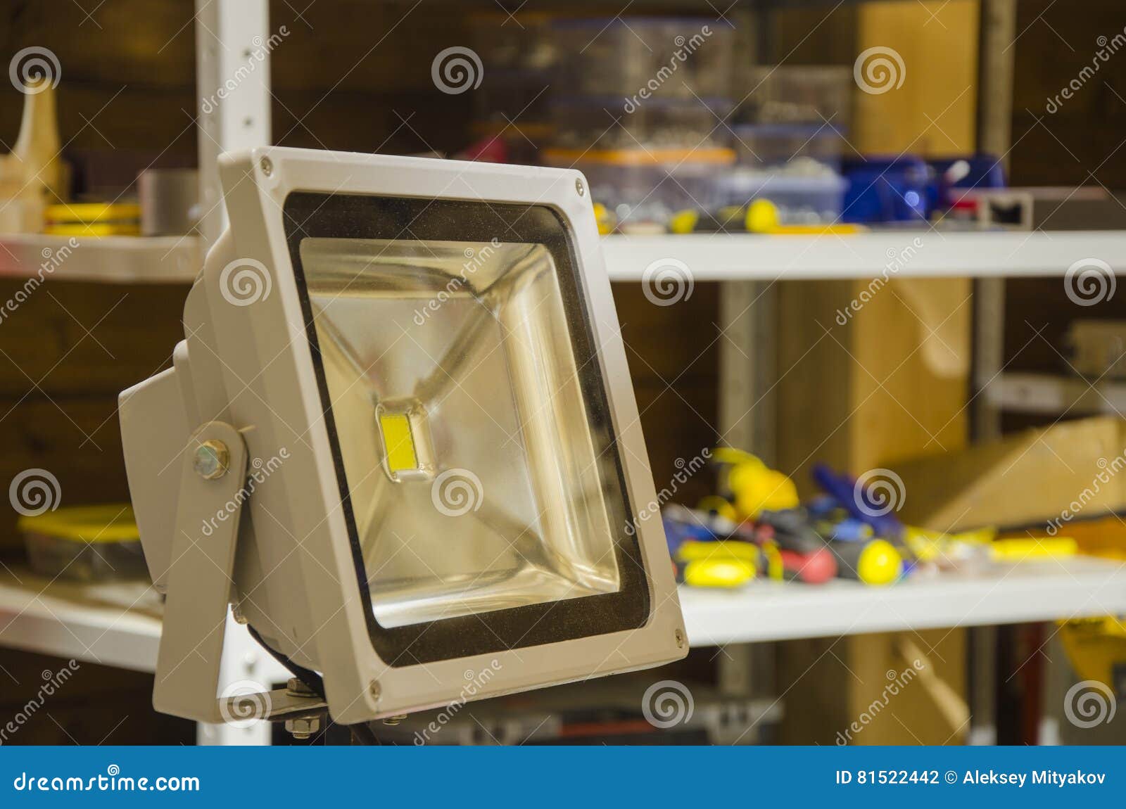 Led spotlight in workshop stock photo. Image of workshop - 81522442
