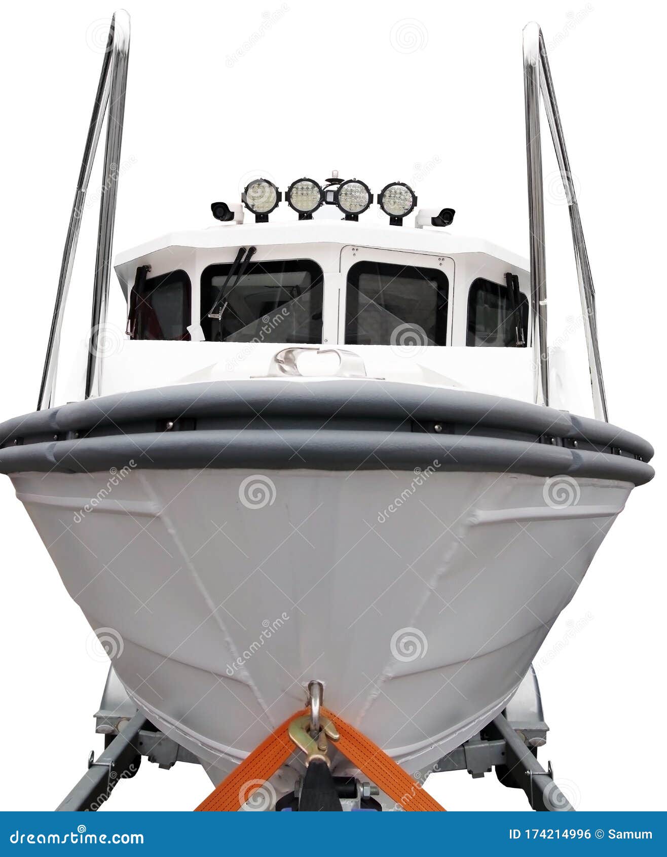 Led Spotlights and Video Surveillance Camera on the Boat Stock Photo ...