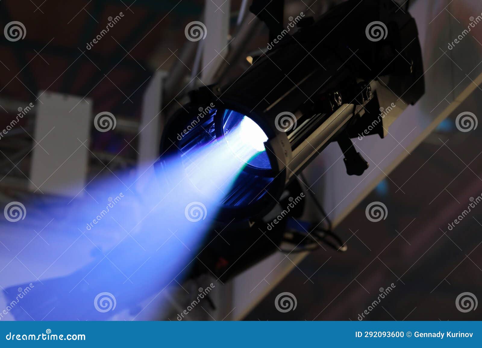 LED Stage Spotlight Fixture and Ray of Blue Light Stock Photo - Image ...