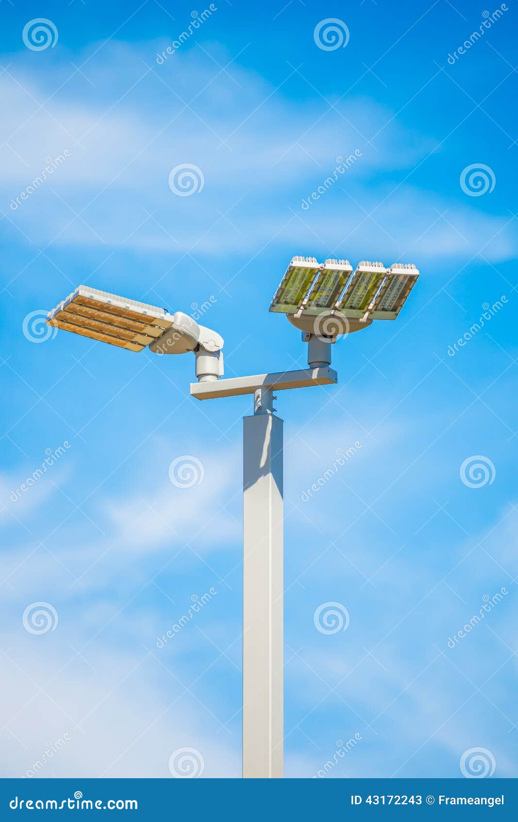LED Street Lamps Post on Blue Sky Background Stock Image - Image of ...