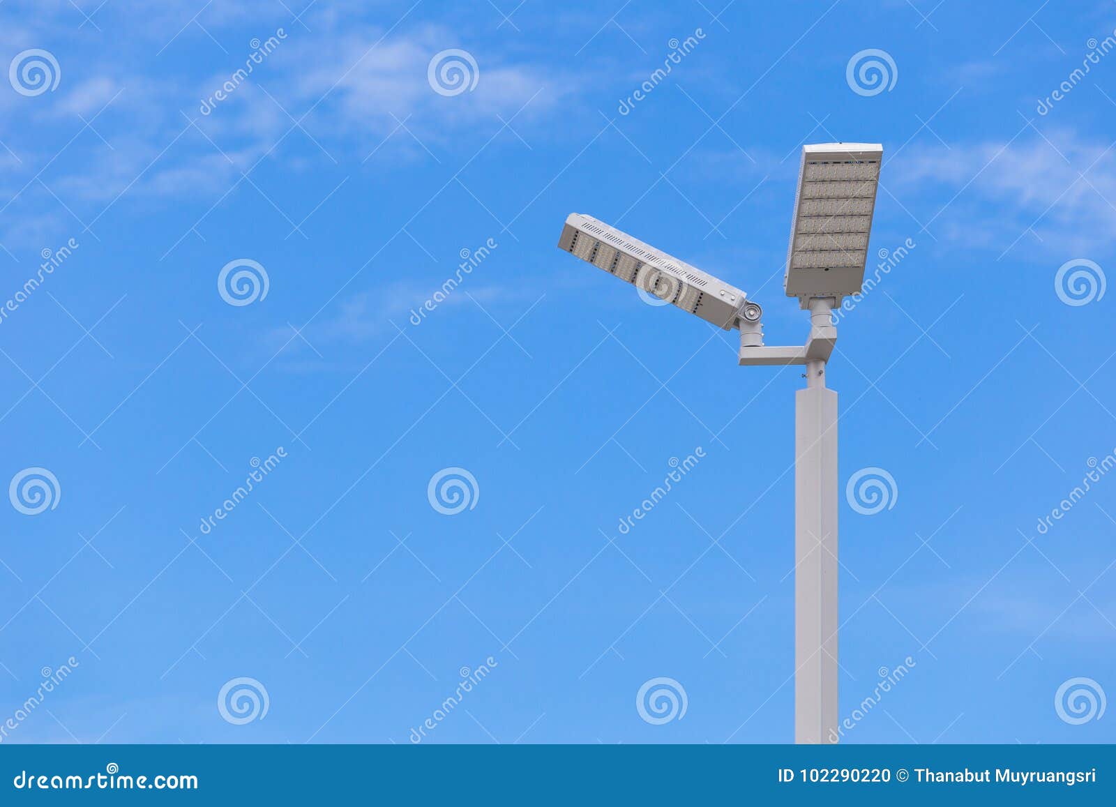 LED Street Light Pole on Blue Sky Stock Photo - Image of illumination ...