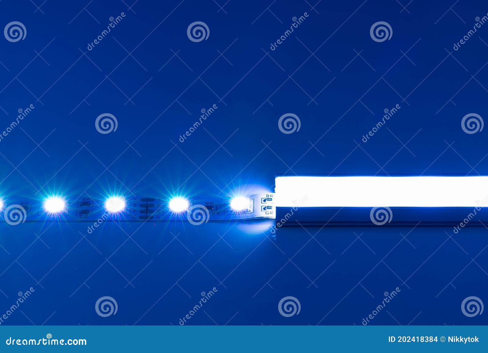 Led Strip Blue Light in Aluminum Channel Diffuser Stock Photo - Image ...
