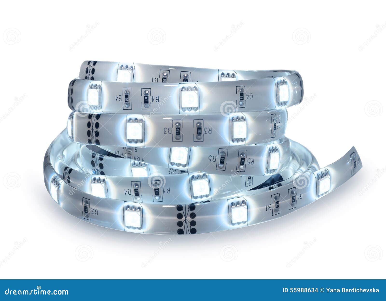 Led Strip Coil Closeup. Diode With Control Panel For Switching Colors ...