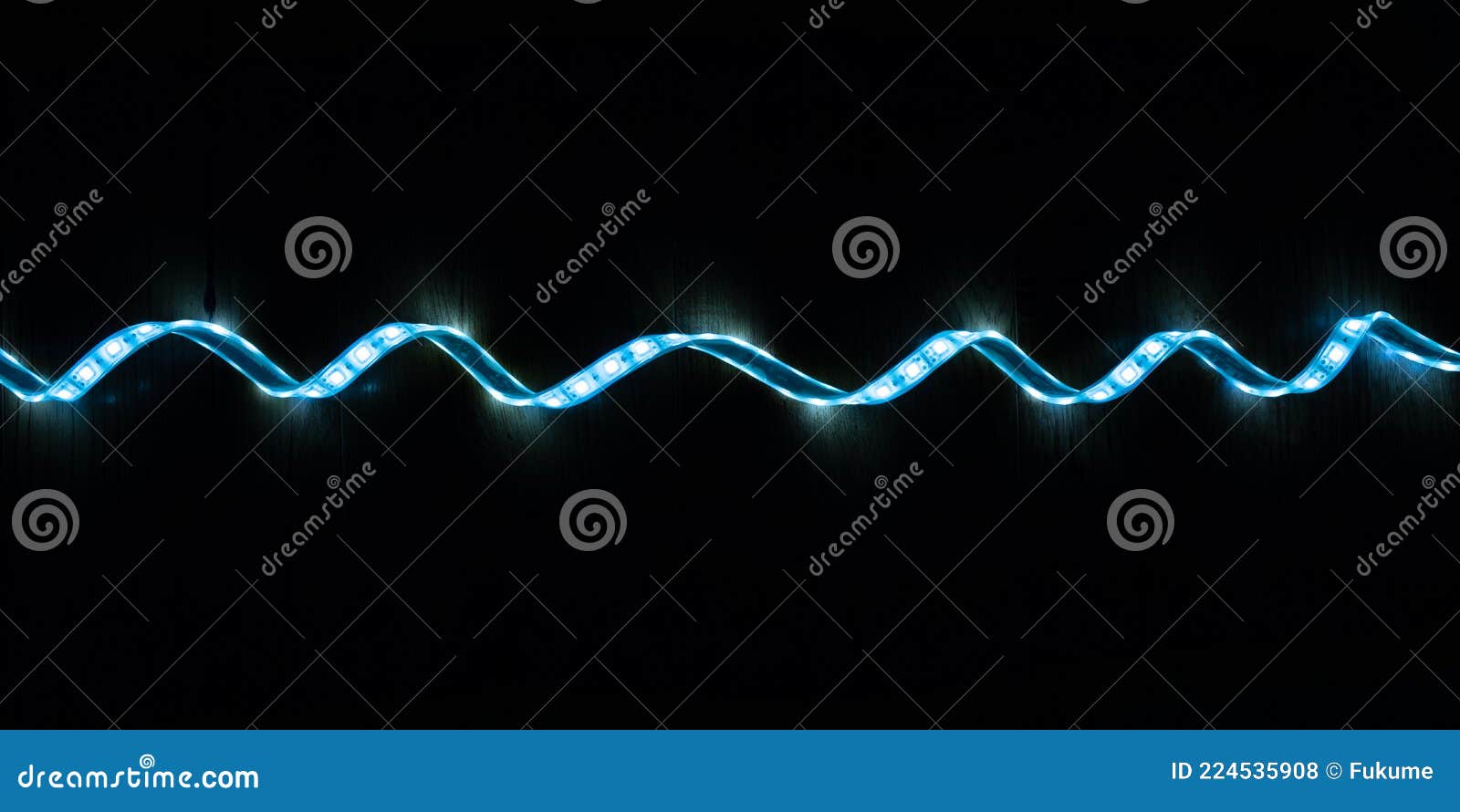 LED Strip with Cold Blue Light on a Black Background Stock Photo ...