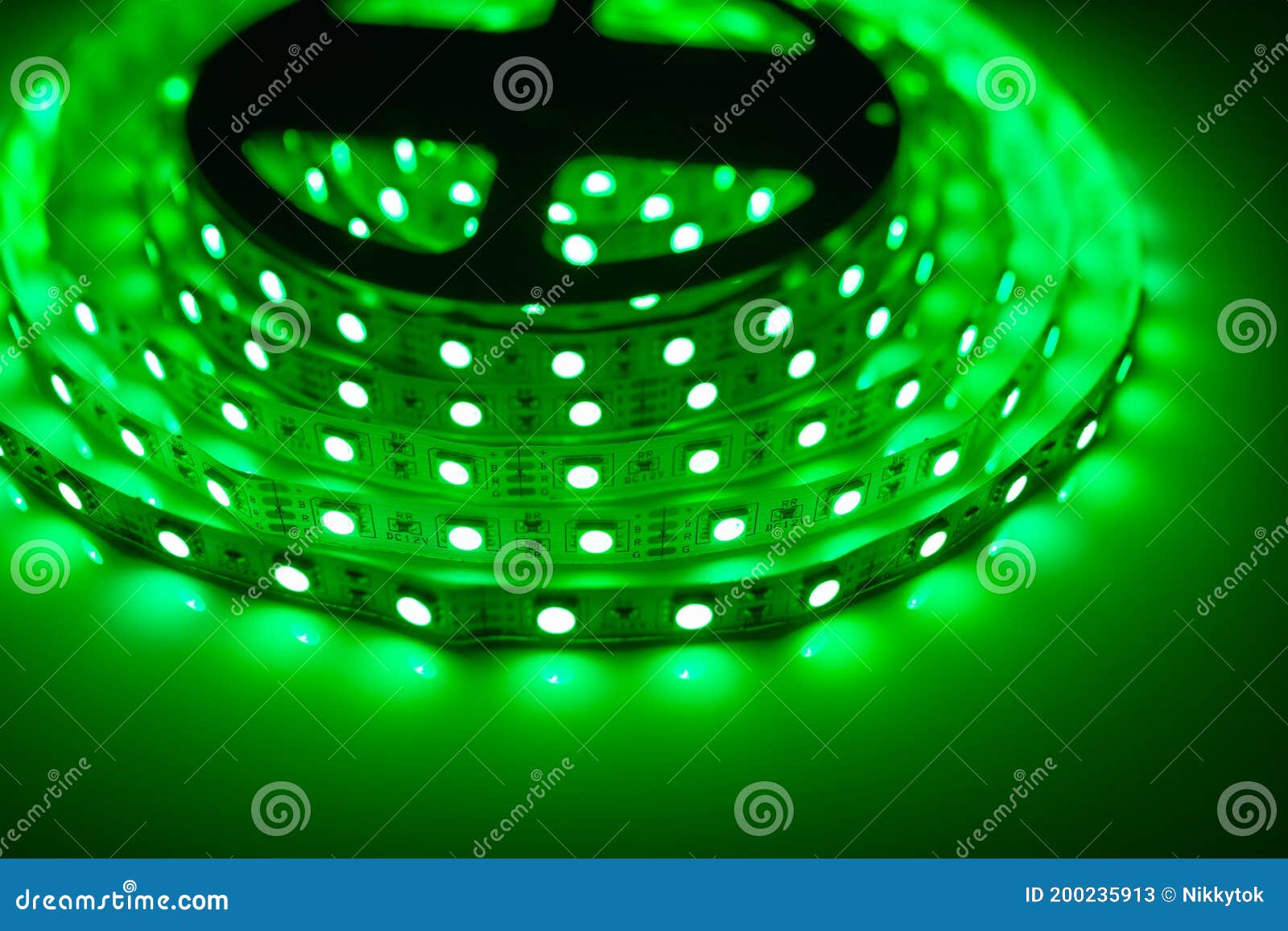 Led strip green light roll stock image. Image of bright - 200235913