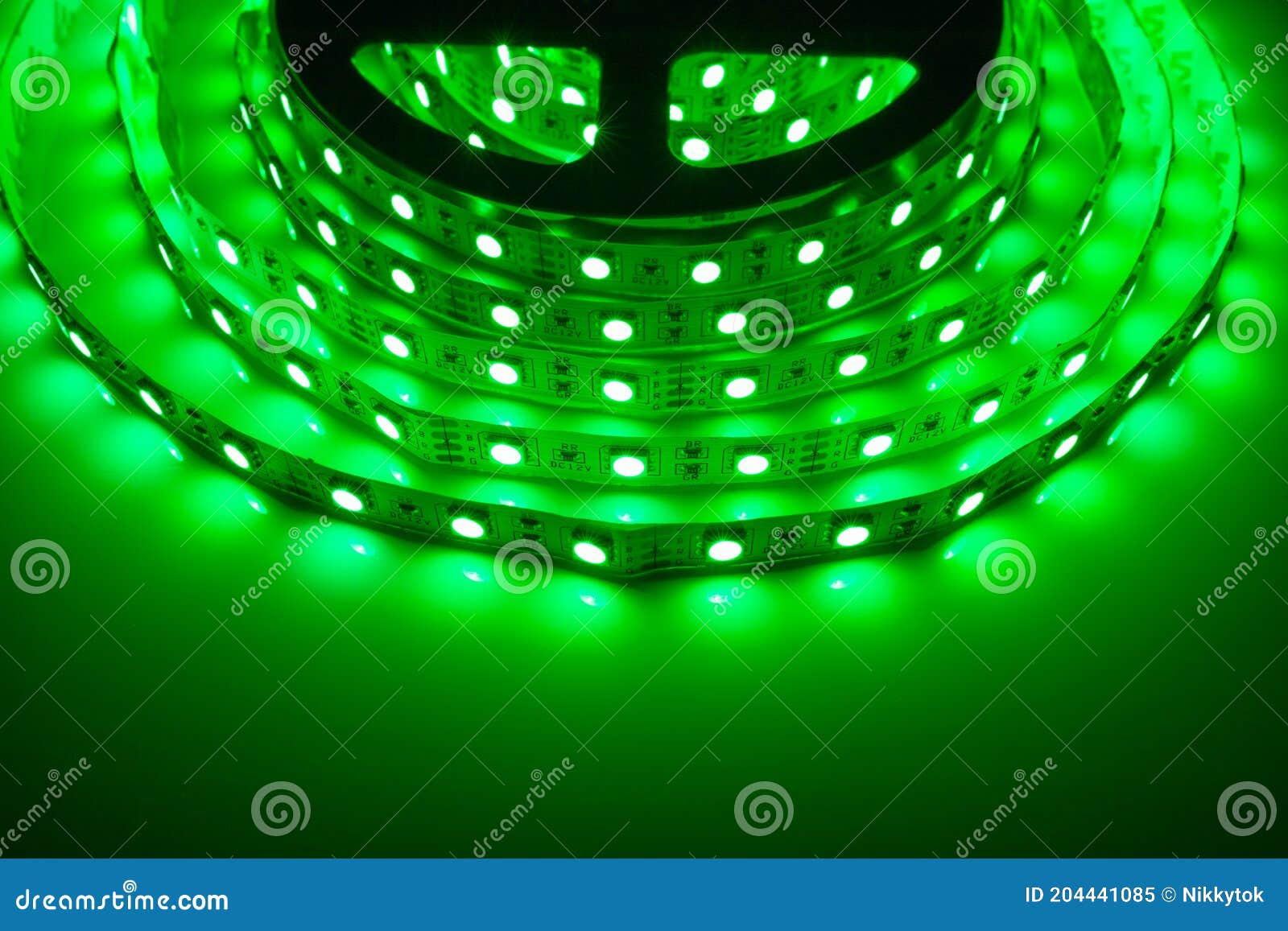 Led strip green light roll stock image. Image of diodes - 204441085