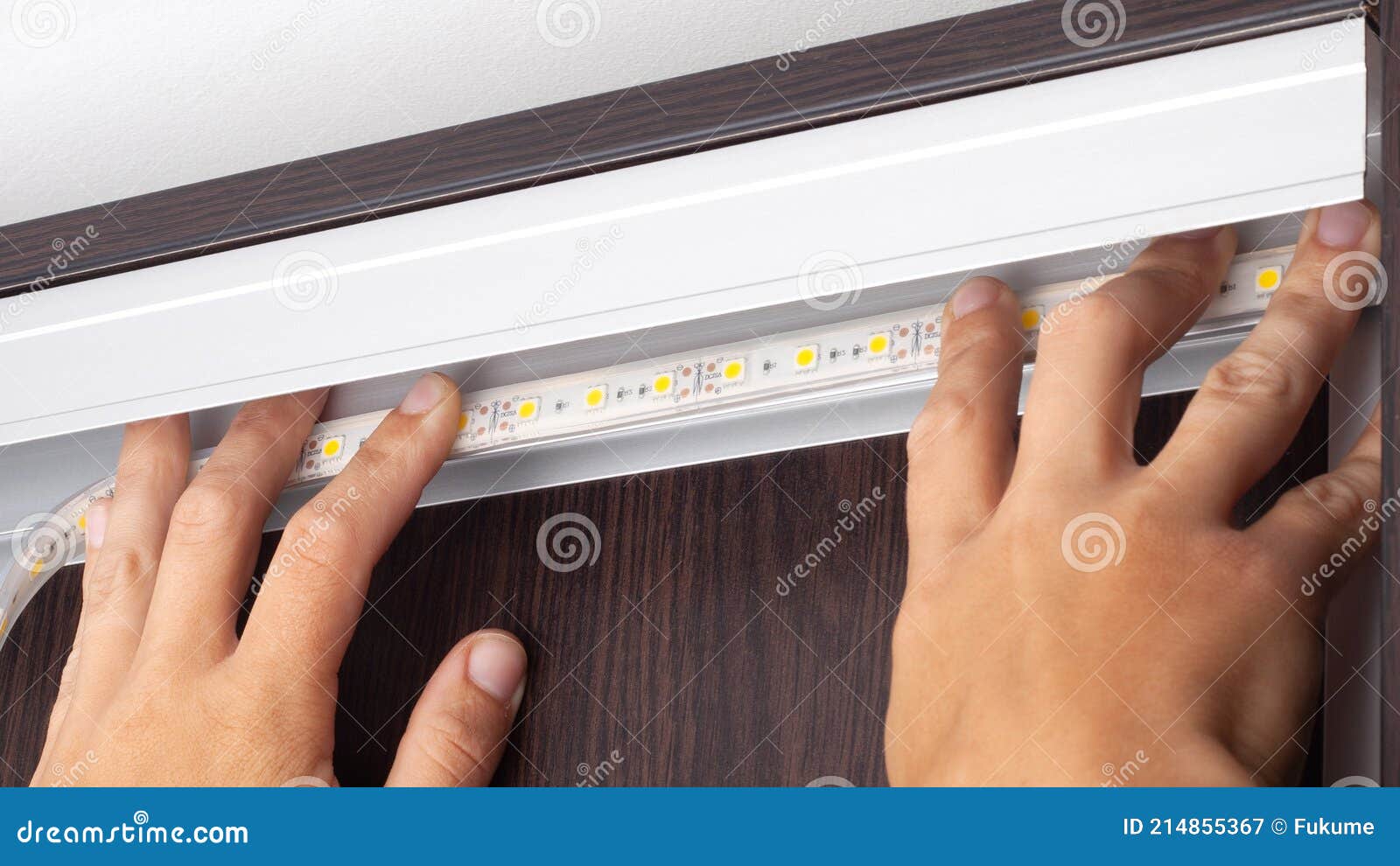 LED Strip Installation,master Sets Diode Light Line. Stock Image ...