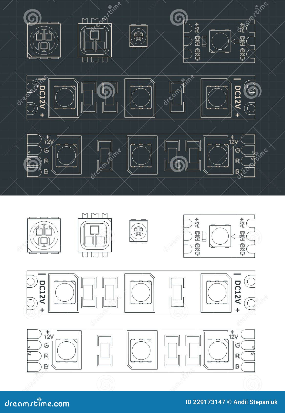 LED strip light blueprints stock vector. Illustration of modern - 229173147