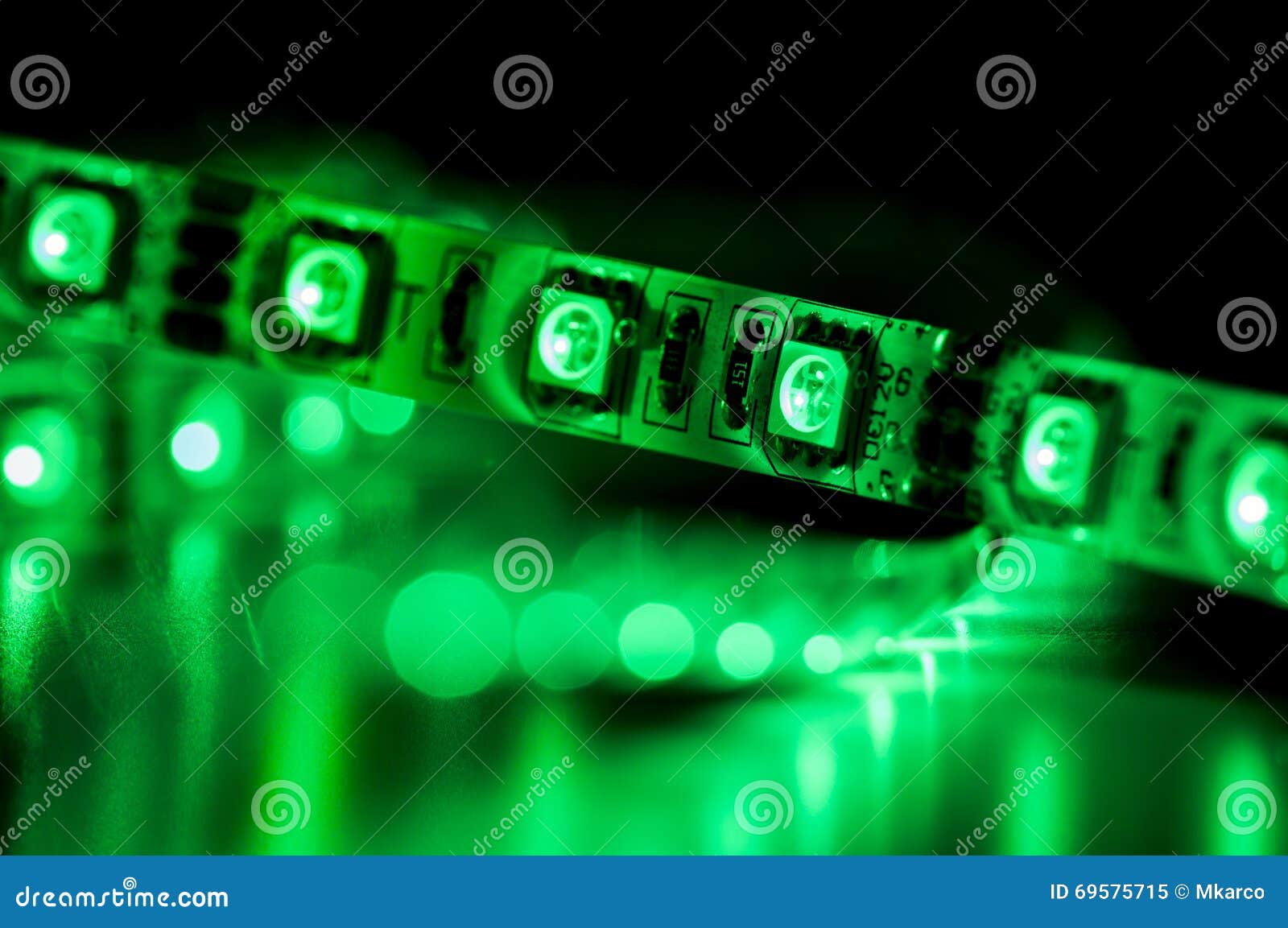 Led Strip Lights, Green Color Stock Image - Image of life, illuminated ...