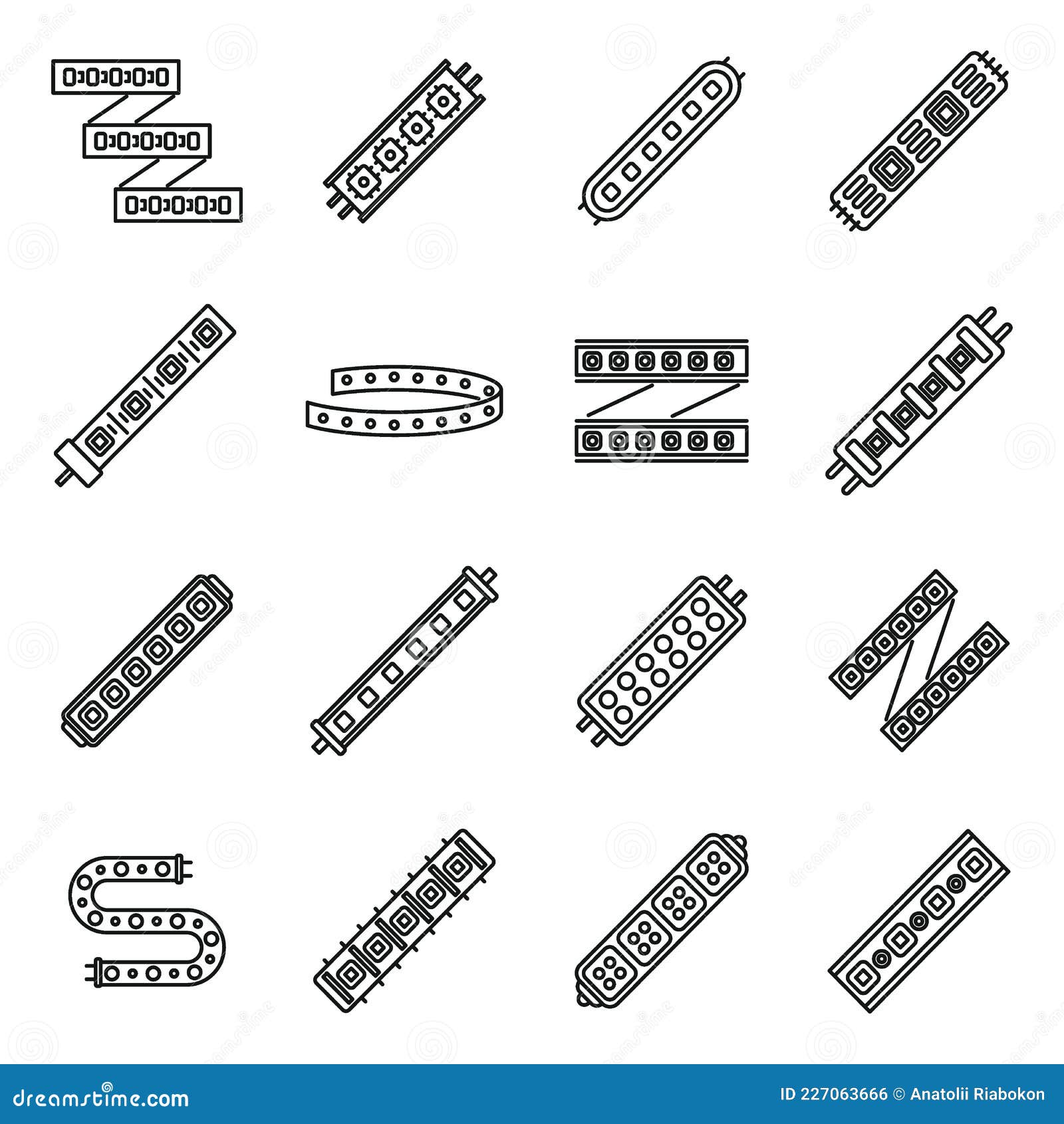 Led Strip Lights Icons Set Outline Vector. Module Led Stock ...