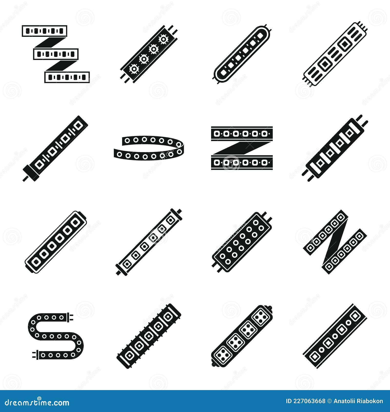 Led Strip Lights Icons Set Simple Vector. Module Led Stock Vector ...