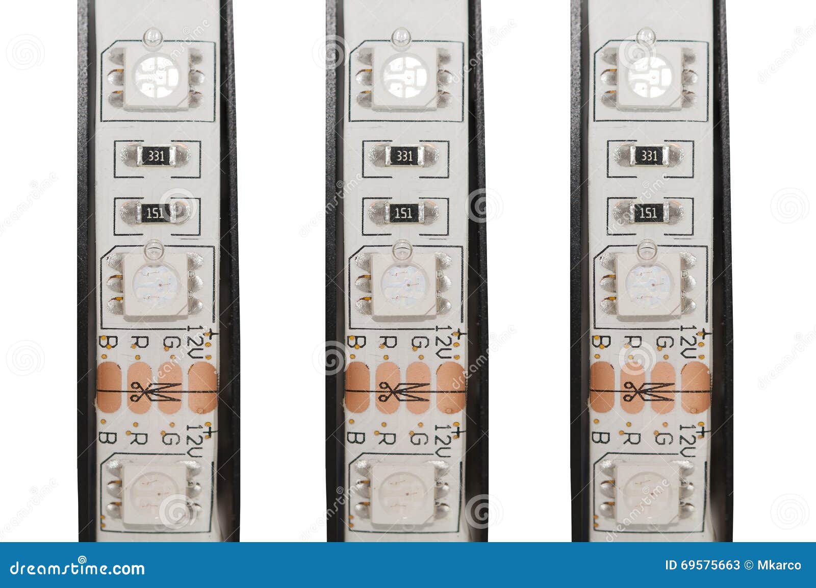 Led Strip Lights, Isolated on White Stock Image - Image of colorful ...