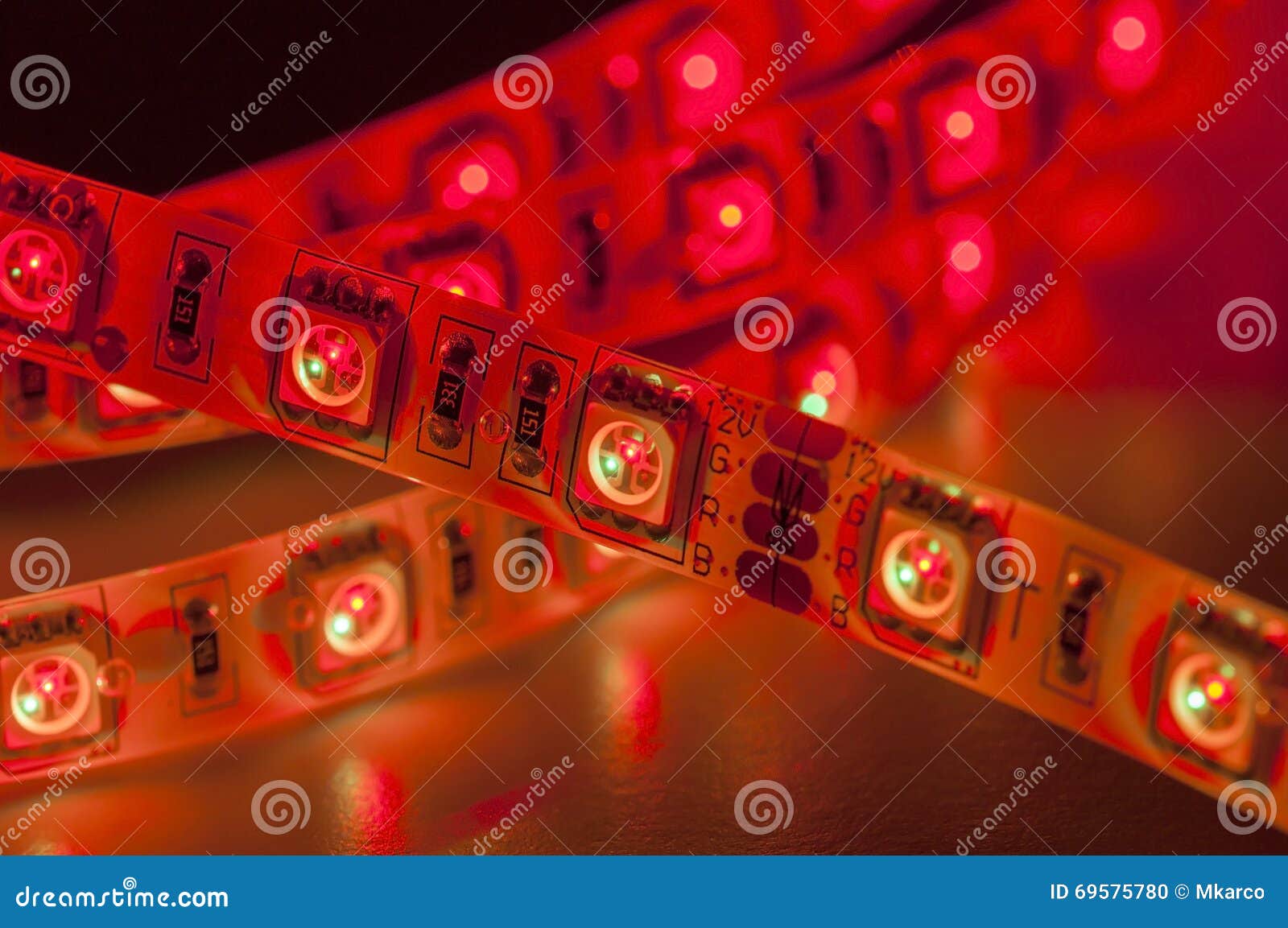 Led Strip Lights, Red Color, Close Up Stock Photo - Image of current ...