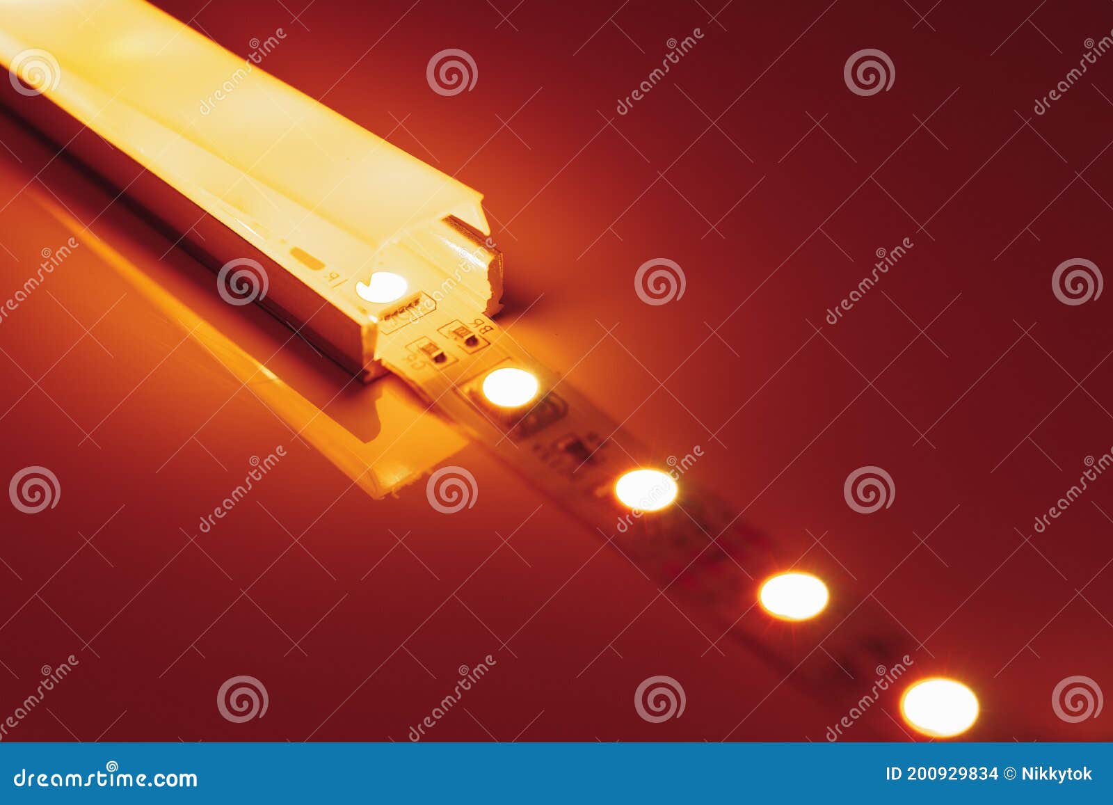 Led Strip Orange Light in Aluminum Channel Diffuser Stock Photo - Image ...