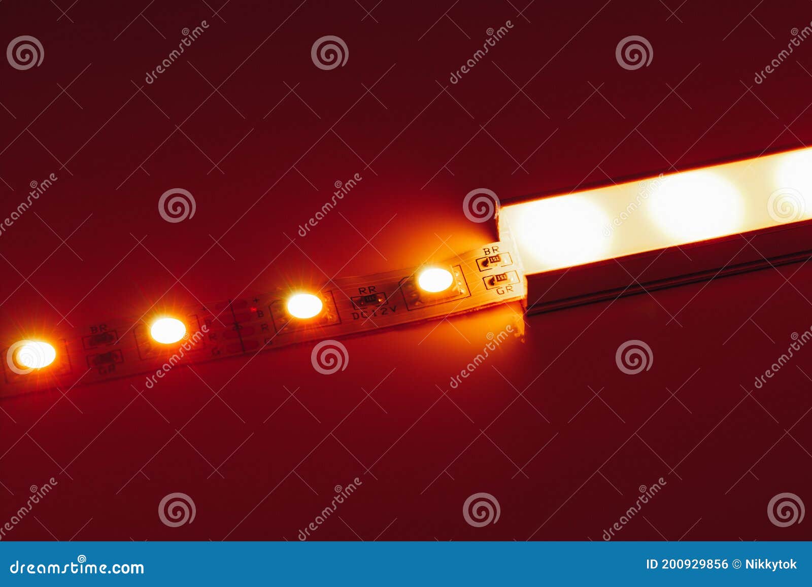 Led Strip Orange Light in Aluminum Channel Diffuser Stock Photo - Image ...