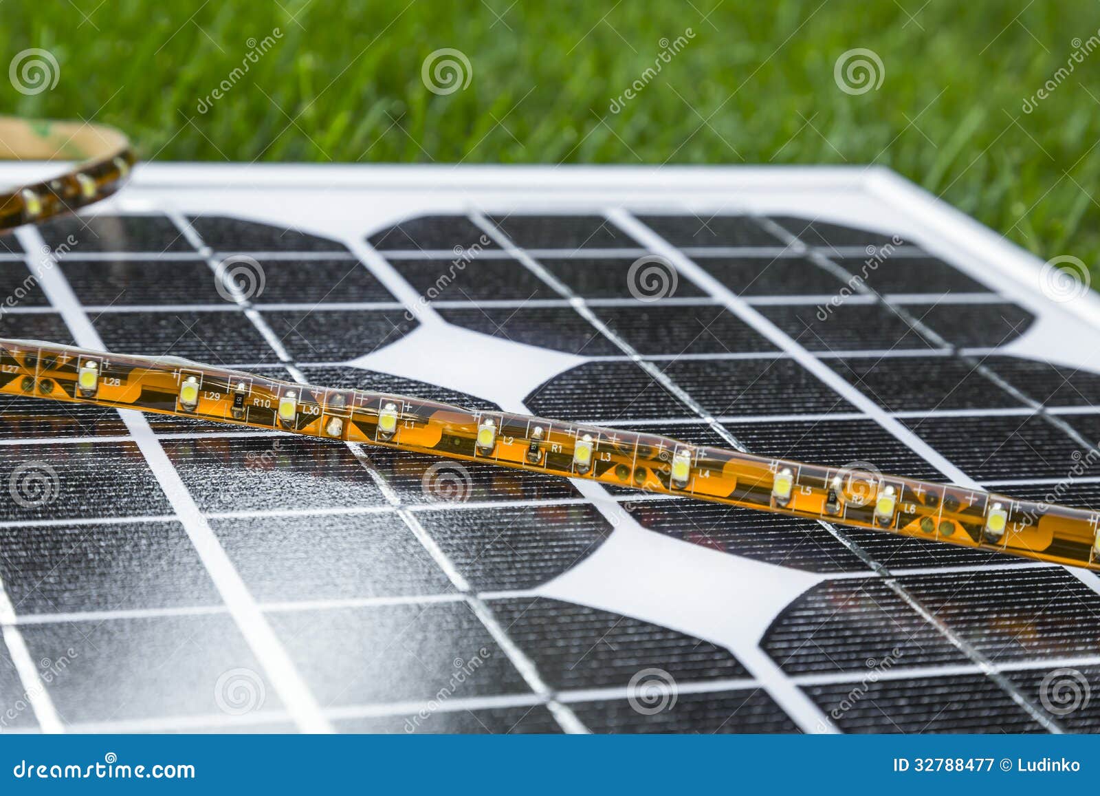 LED Strip on Photovoltaic Solar Panel Stock Image - Image of chip ...