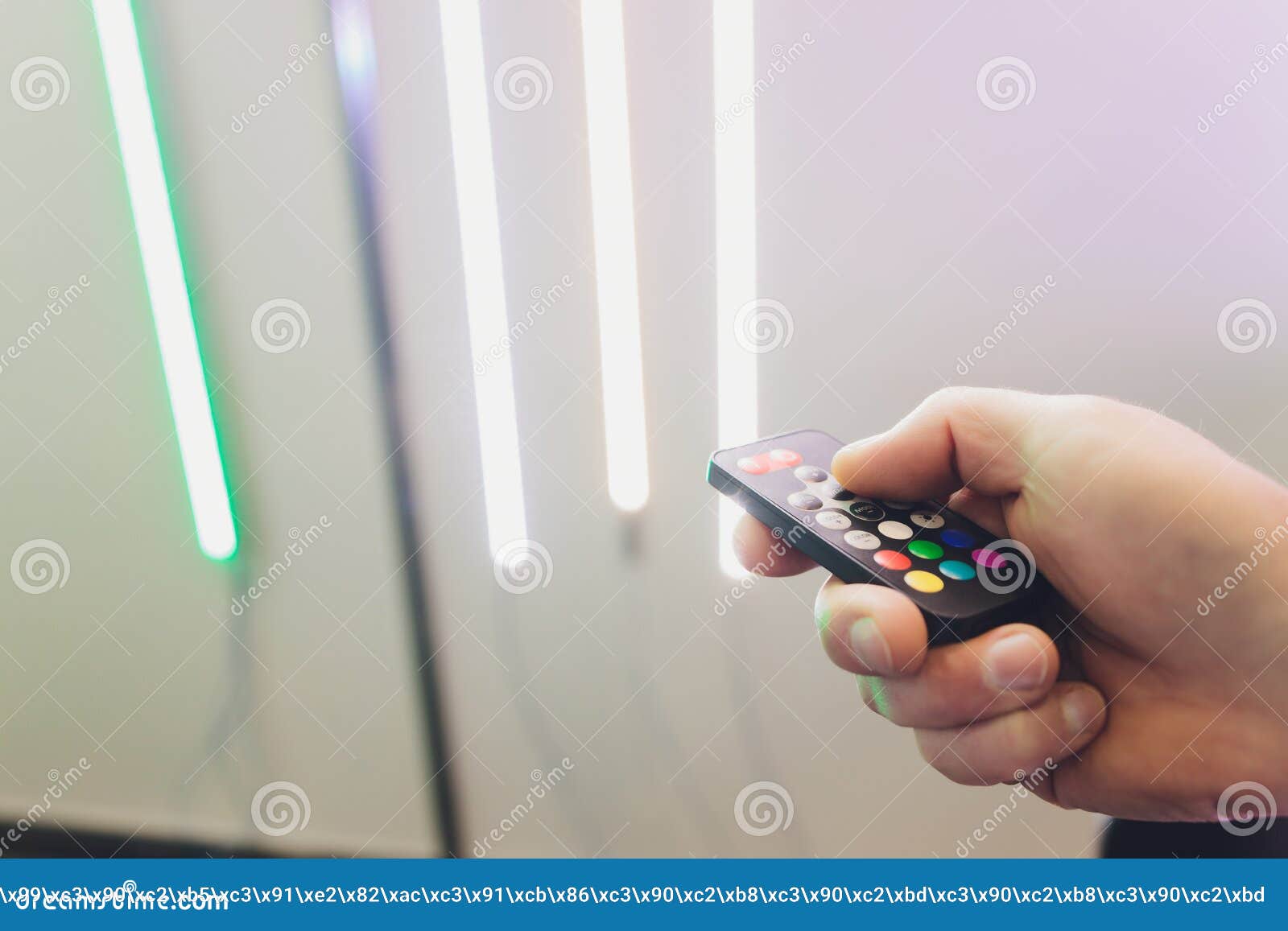 LED Strip in Purple Colors and a Control Panel for Switching Colors ...