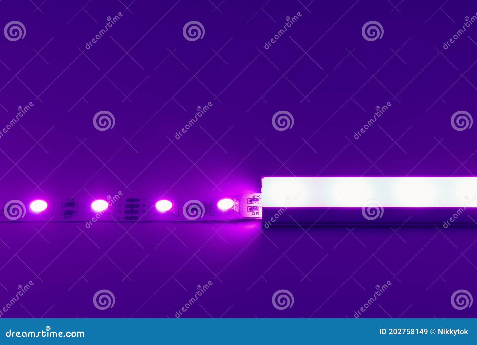 Led Strip Purple Light in Aluminum Channel Diffuser Stock Image - Image ...