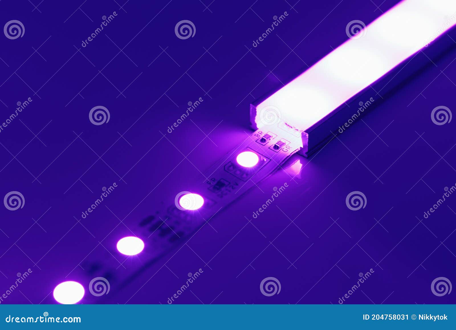 Led Strip Purple Light in Aluminum Channel Diffuser Stock Image - Image ...