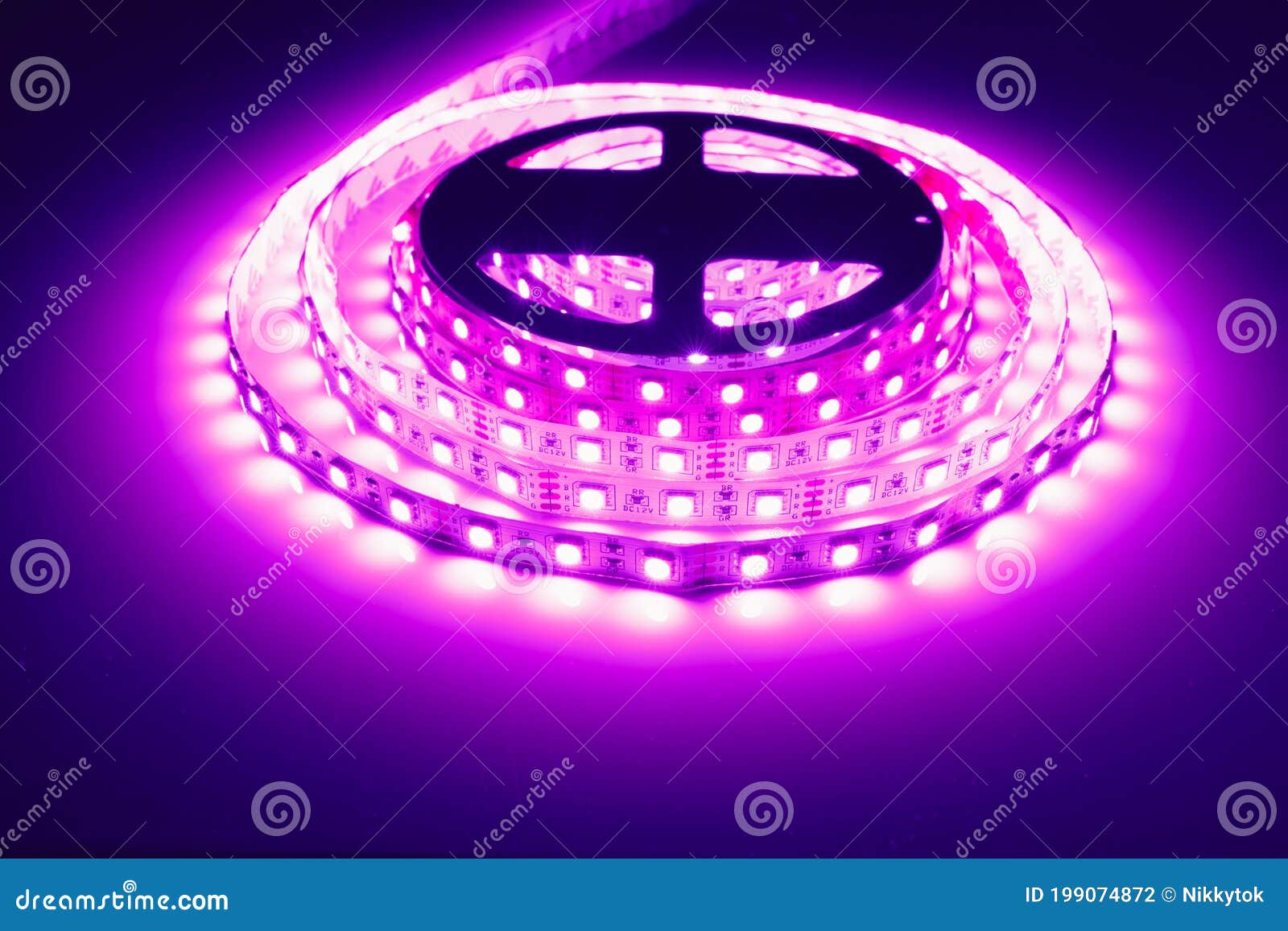 Led Strip Purple Light Roll Stock Photo - Image of closeup, design ...