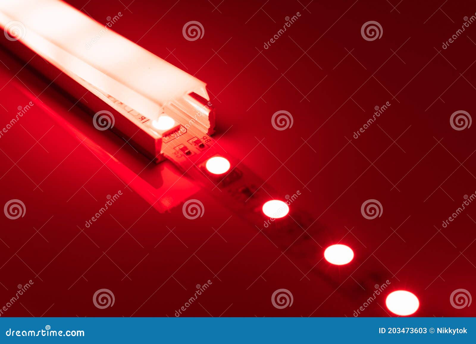 Led Strip Red Light in Aluminum Channel Diffuser Stock Image - Image of ...