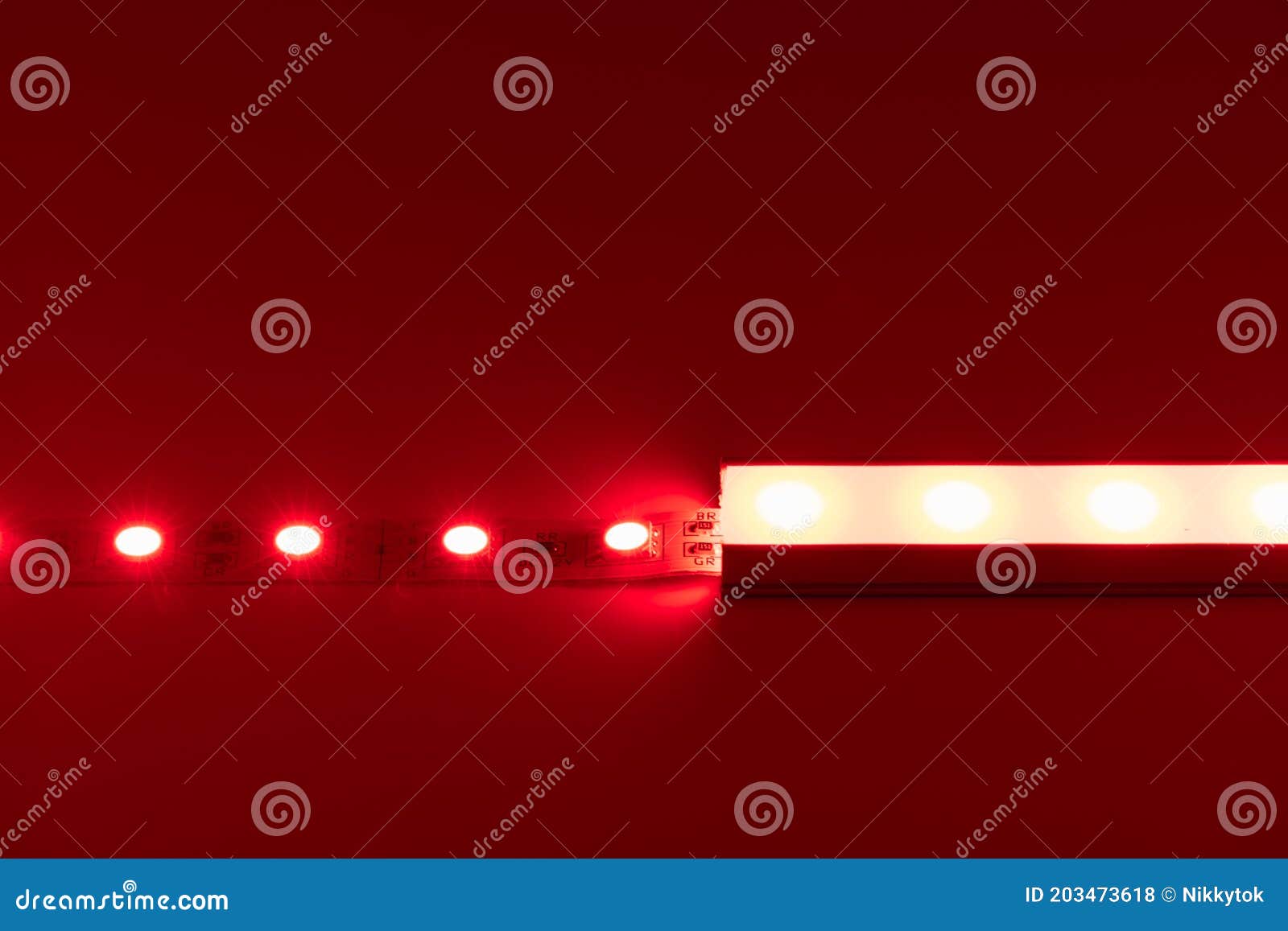 Led Strip Red Light in Aluminum Channel Diffuser Stock Photo - Image of ...