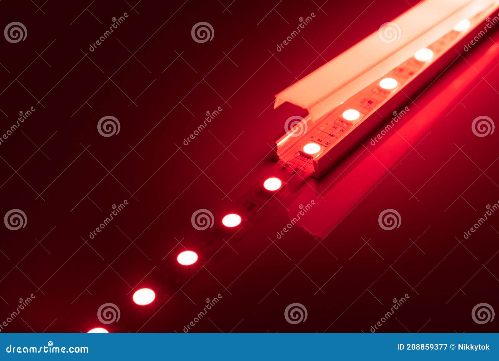 Led Strip Red Light in Aluminum Channel Diffuser Stock Image - Image of ...