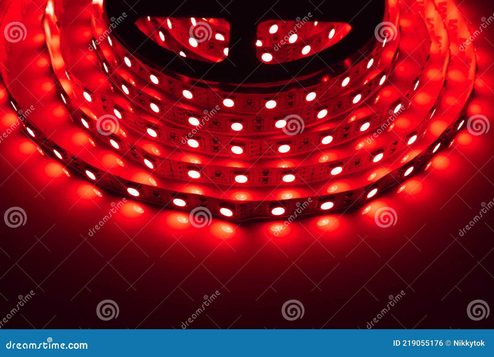 Led strip red light roll stock photo. Image of high - 219055176