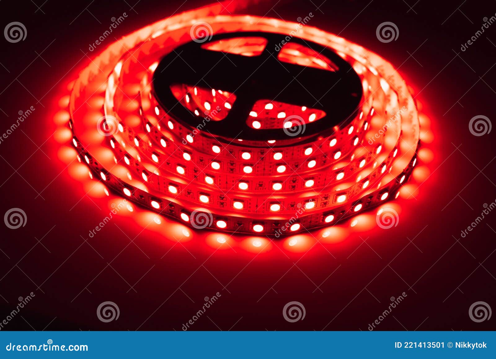 Led strip red light roll stock image. Image of close - 221413501