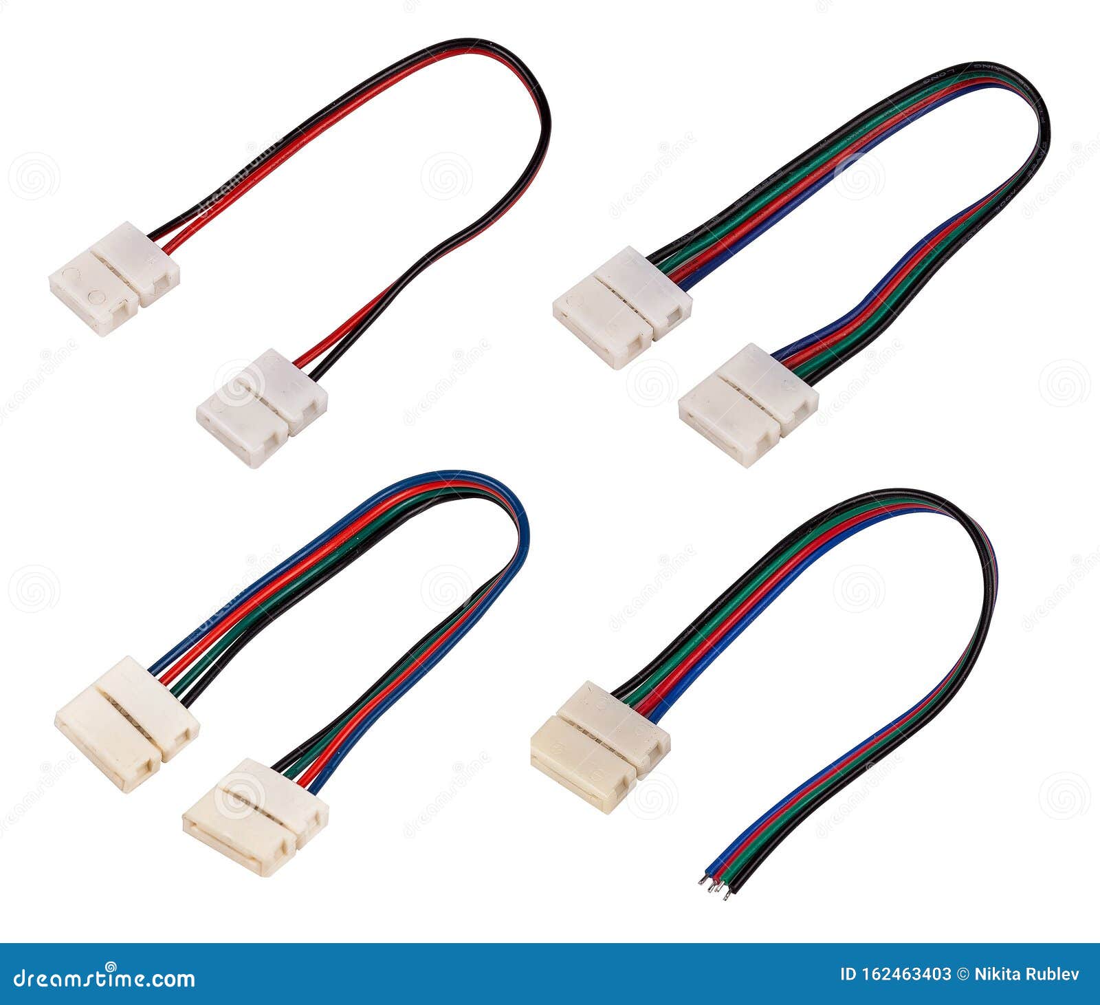 LED Strip Tape Connectors Set on White Background Stock Image - Image ...