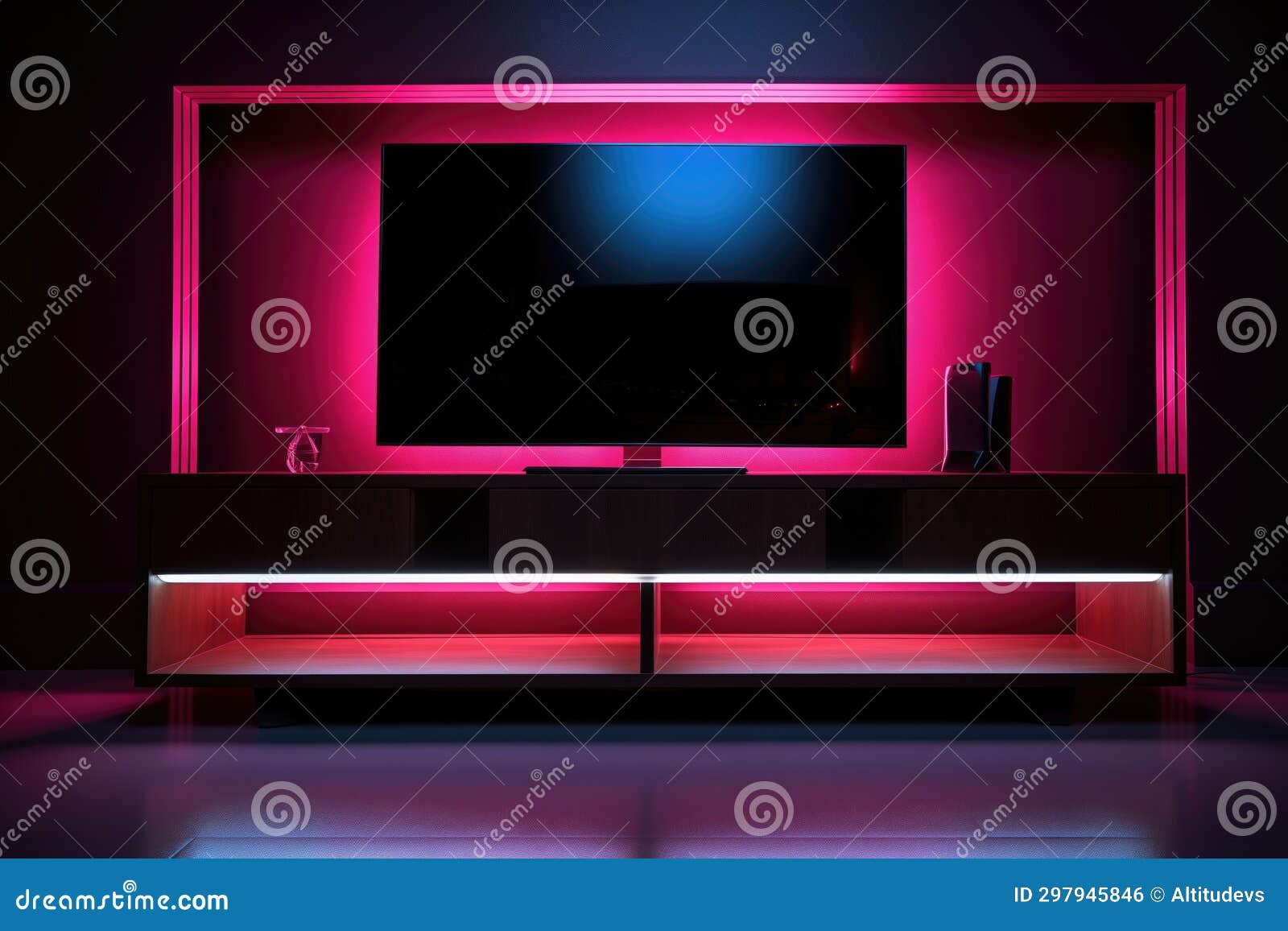Led Strip on a Television Unit Stock Photo - Image of living ...
