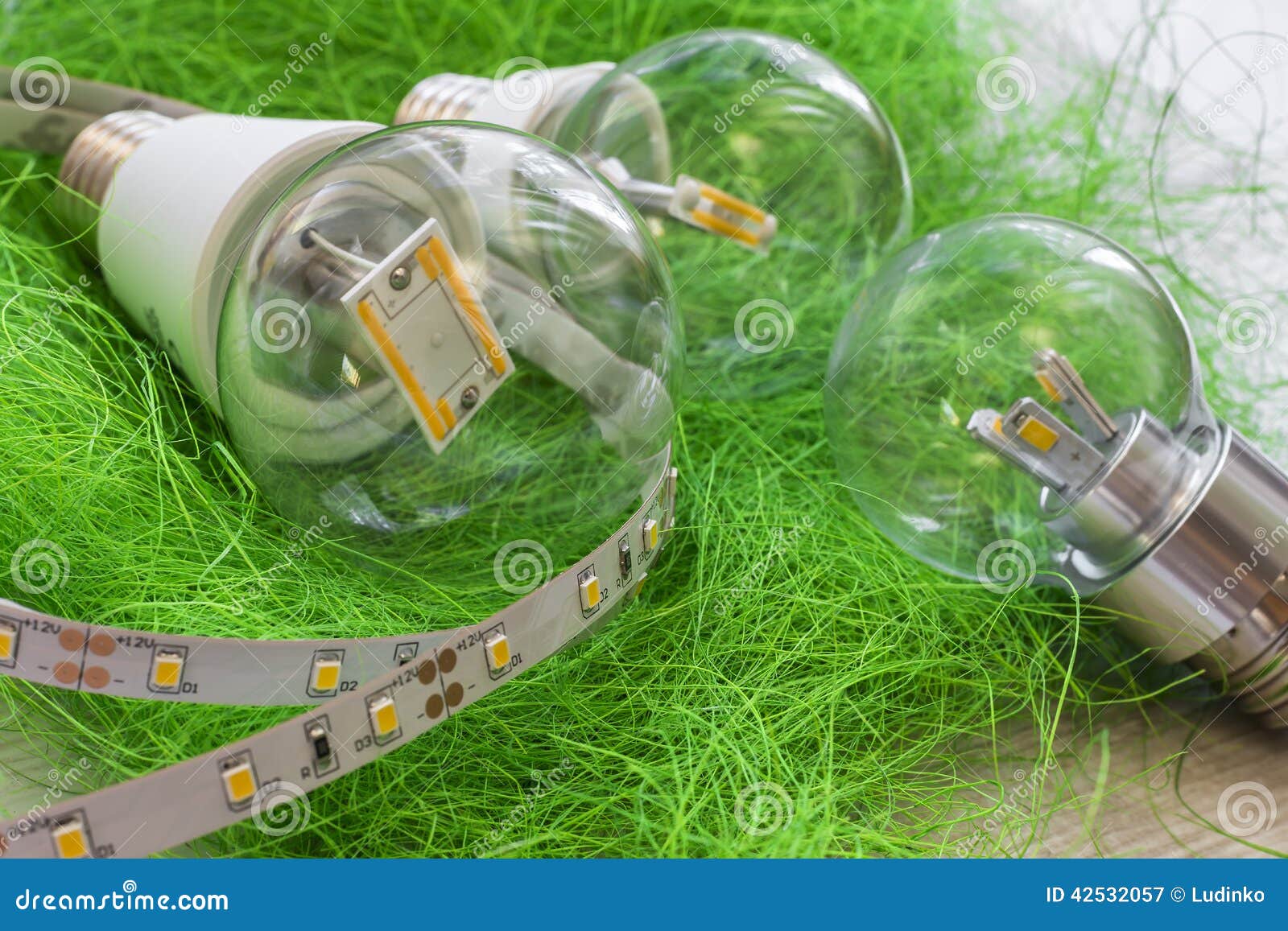 LED Strip with Various E27 Light Bulbs Stock Image - Image of ...