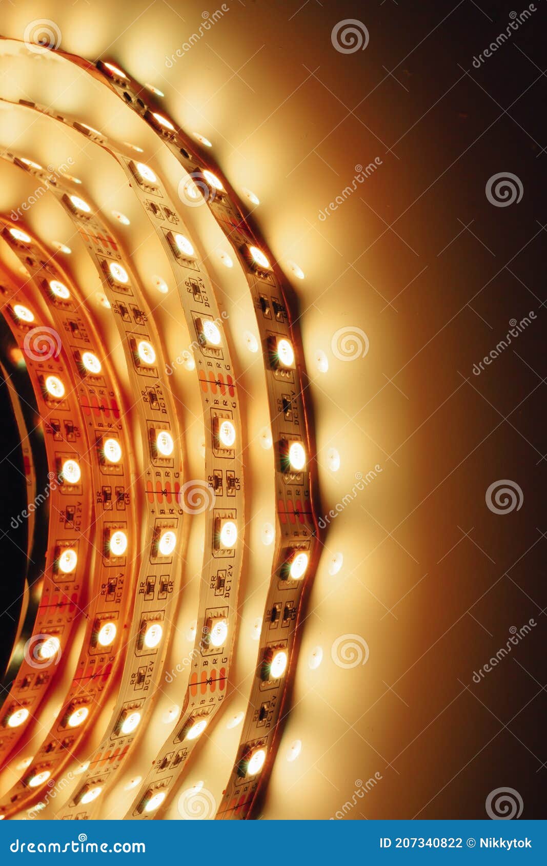 Led strip warm light roll stock photo. Image of roll - 207340822