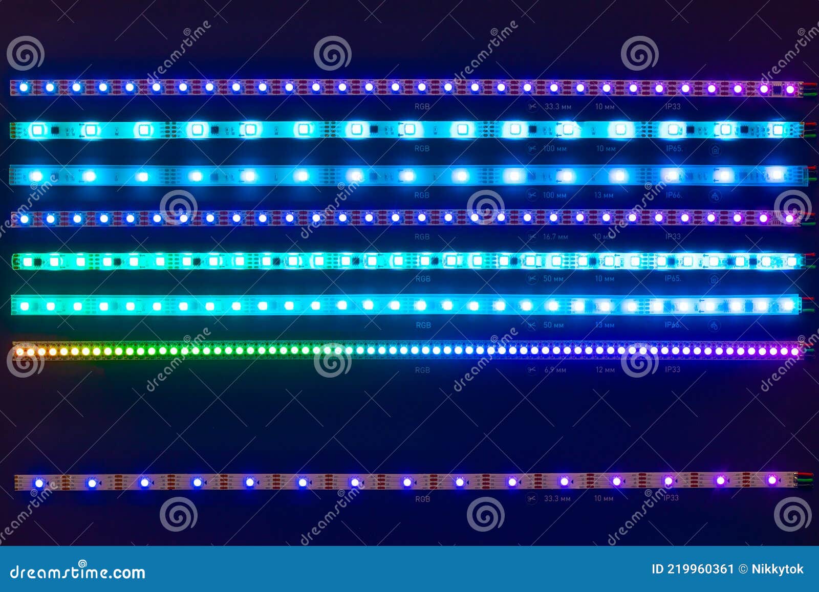 Led Strips Blue Lights on Black Background Stock Image - Image of demo ...