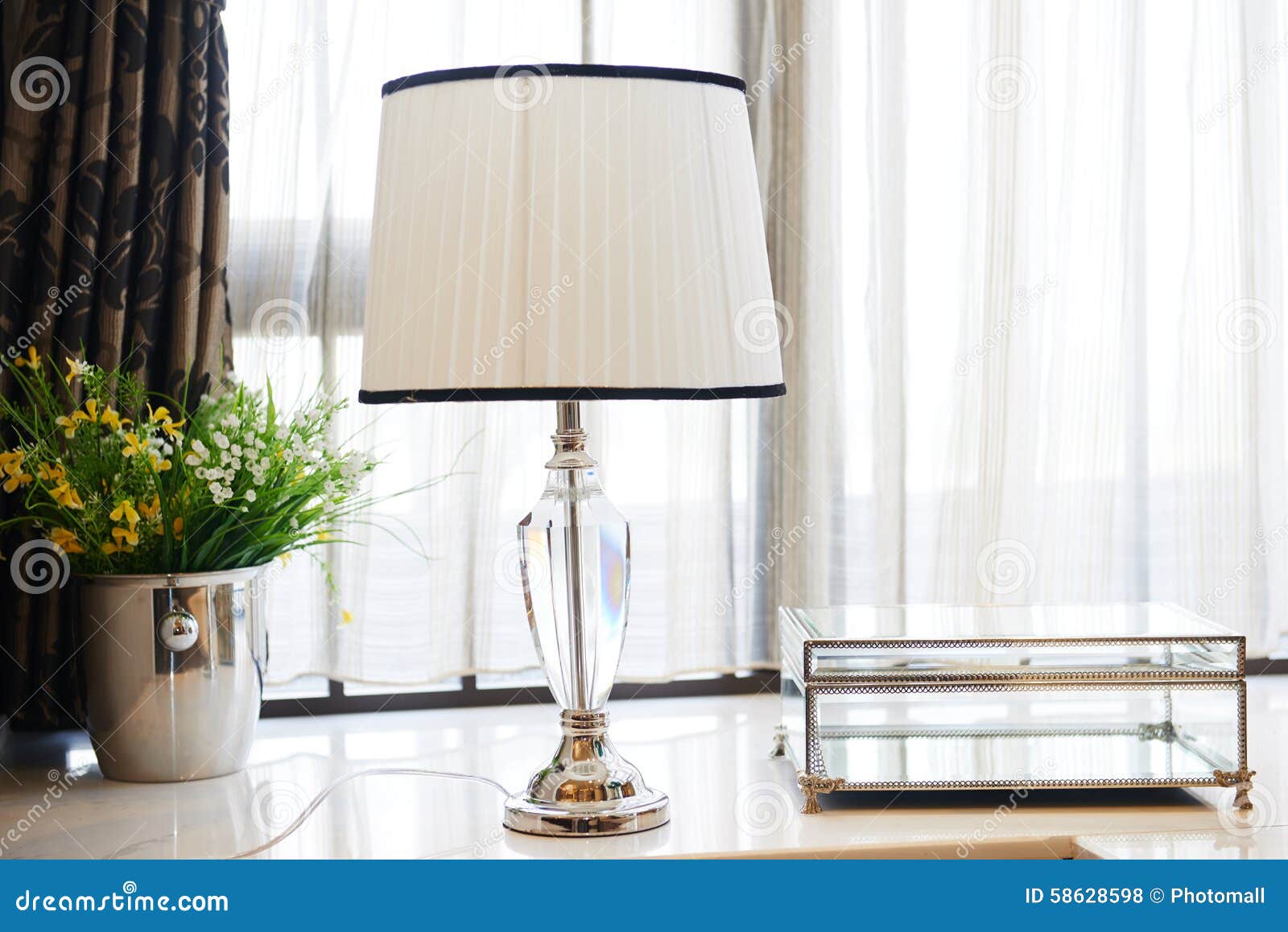 Led Table Lamp on Windowsill Stock Photo - Image of electronics, lamp ...