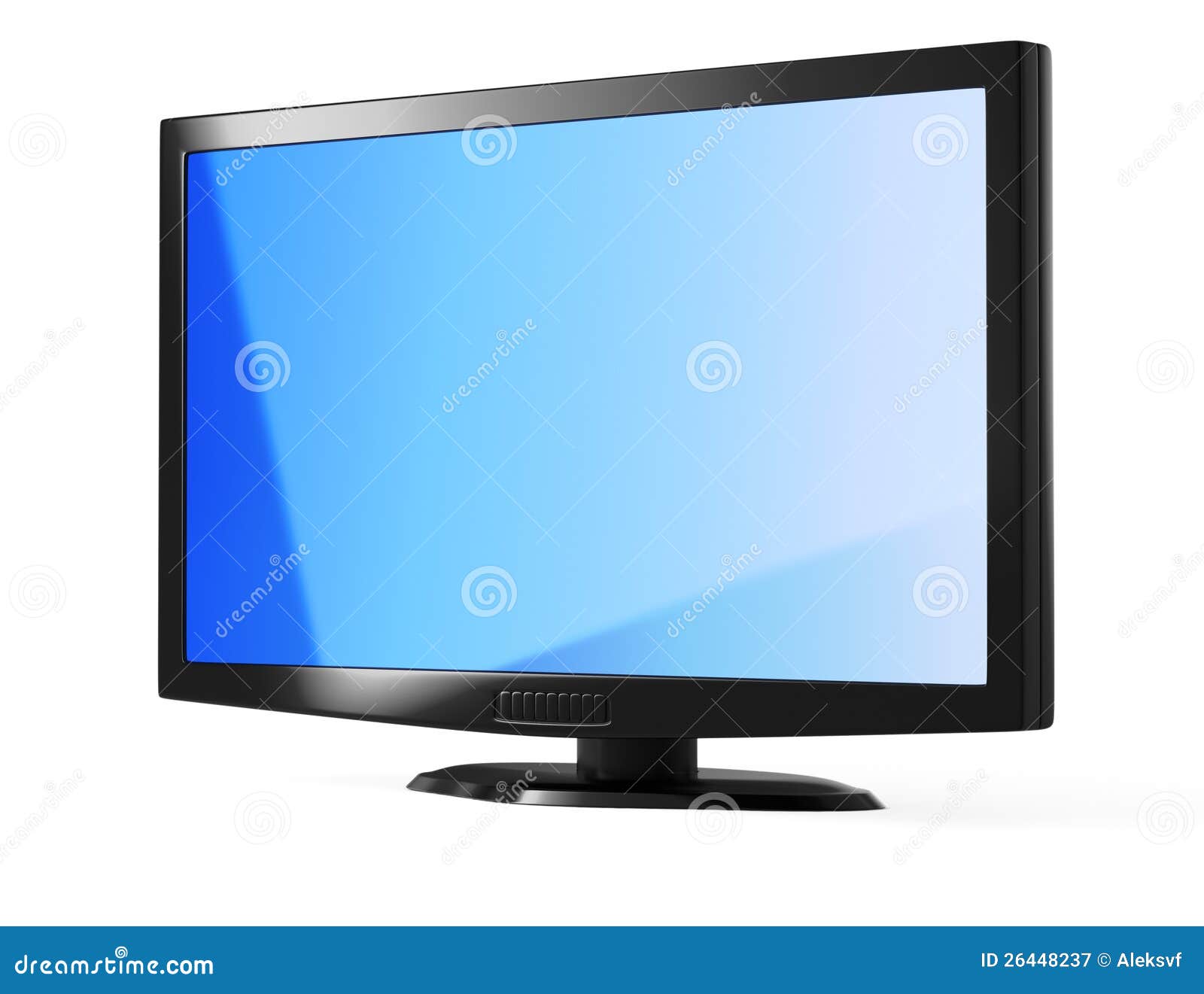 Televisor Monitor Standing On Commode With Books On Shelf. TV Screen On ...