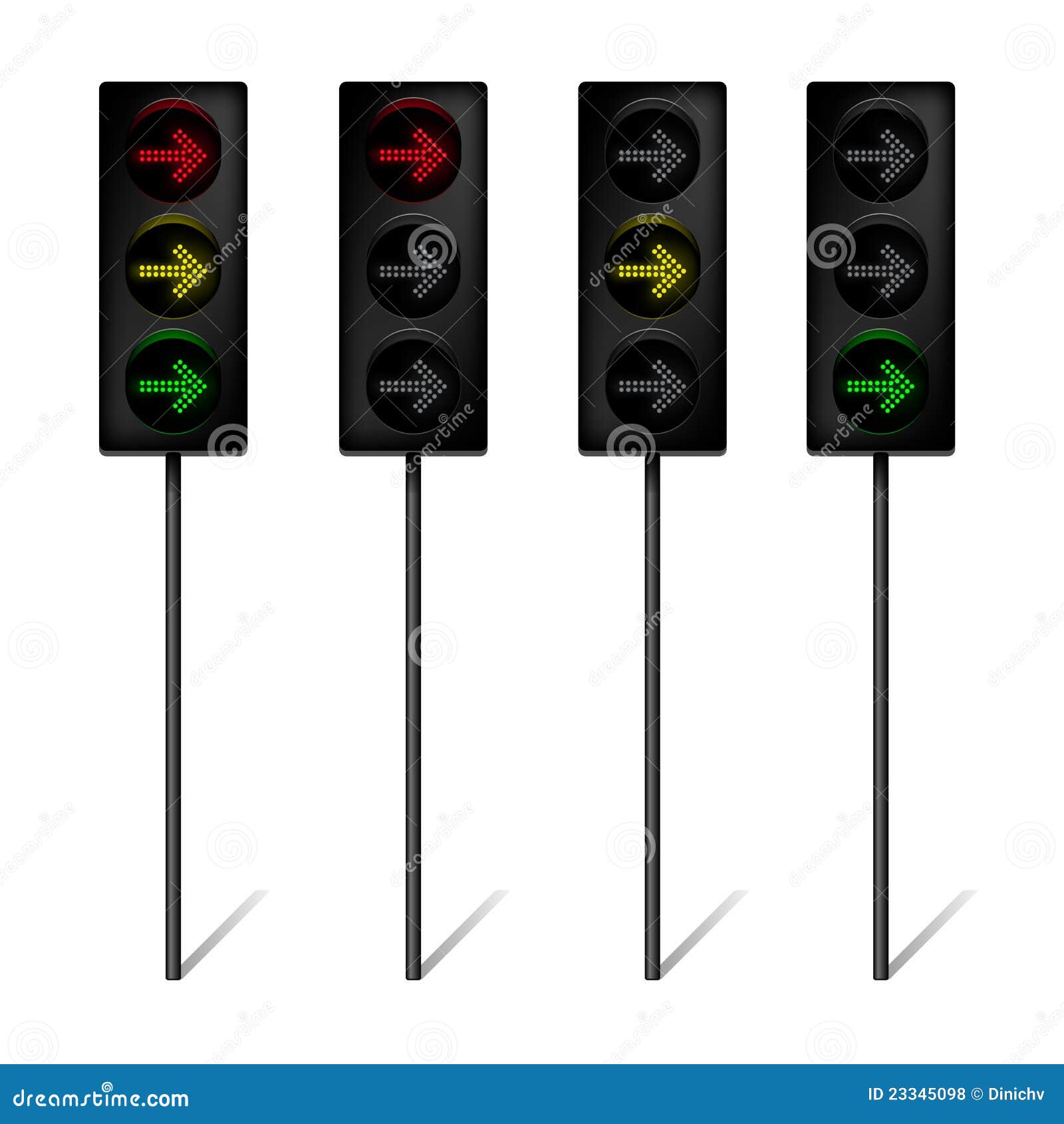 LED Traffic Lights with Turn Right Arrow Stock Vector - Illustration of ...