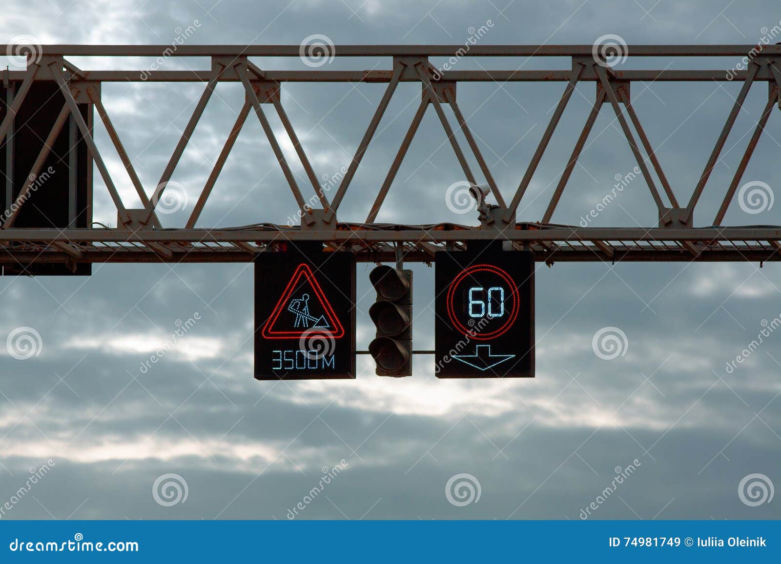 LED Traffic Road Signs and Traffic Light Stock Image - Image of device ...