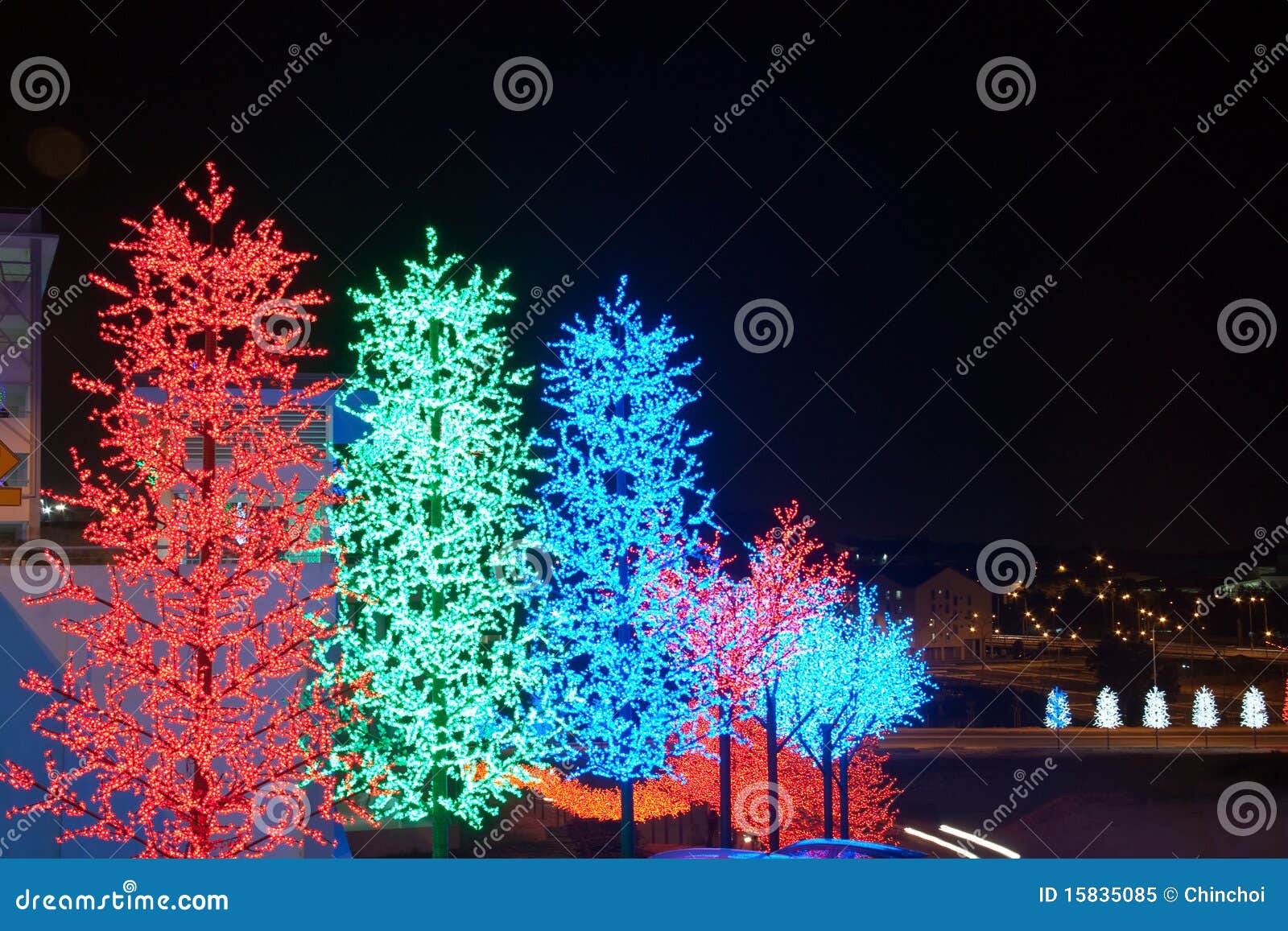 LED Tree Decoration Festival Stock Image - Image of friendly, blue ...