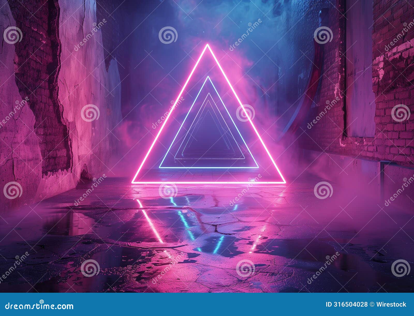 LED Triangles in the Alley, AI-generated. Stock Illustration ...