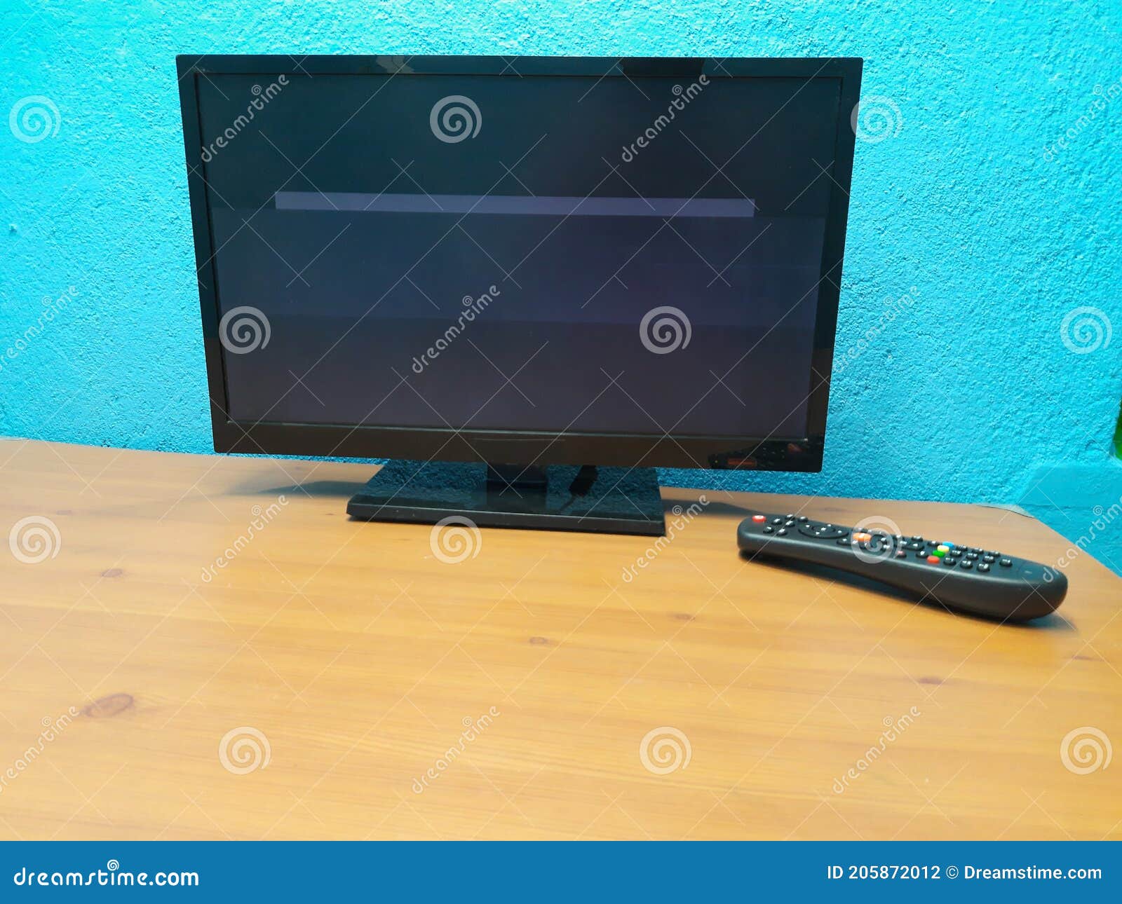 Led Tv and Remote in Table Image, Tv Image, Selective Focus Stock Photo ...
