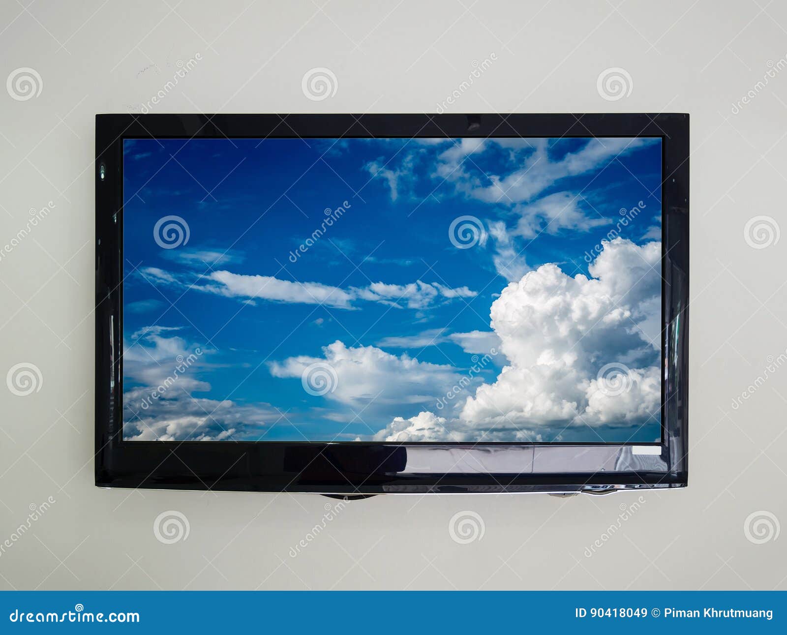 Led Tv on the Wall Background Stock Image - Image of widescreen ...