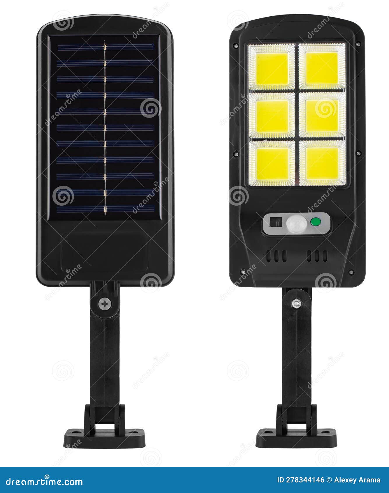 LED Wall Lamp with Solar Panel, on White Background in Insulation Stock ...