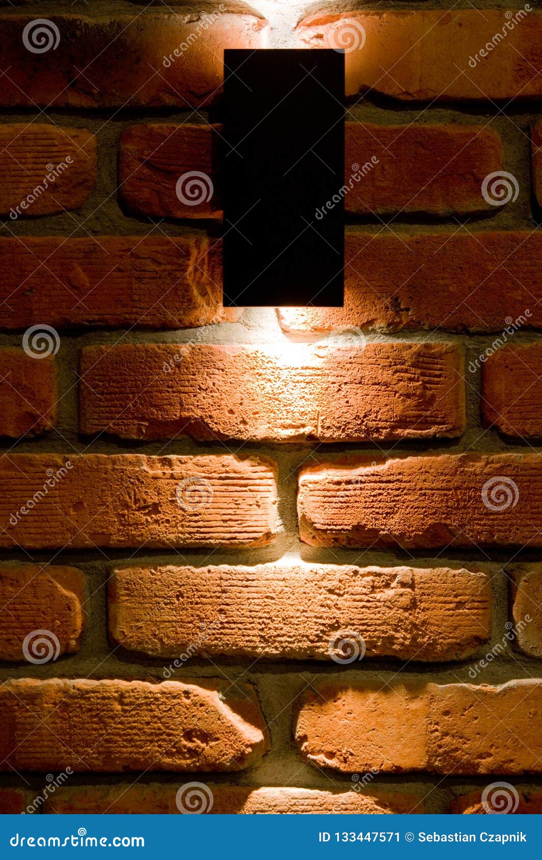 LED Wall Lighting, Red Brick and Light Background Stock Image - Image ...